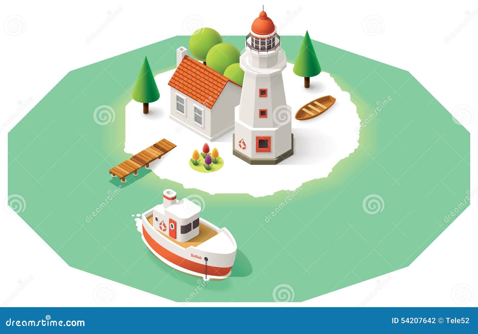 Vector Isometric Lighthouse Stock Vector - Illustration of sailing ...