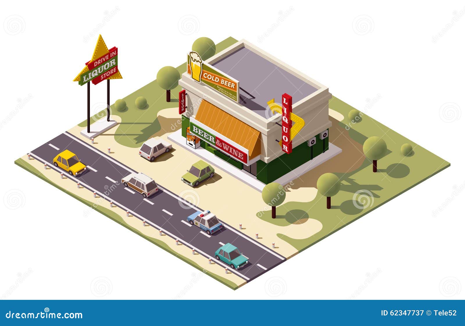 Vector Isometric Liquor Store Stock Vector - Illustration of billboard ...