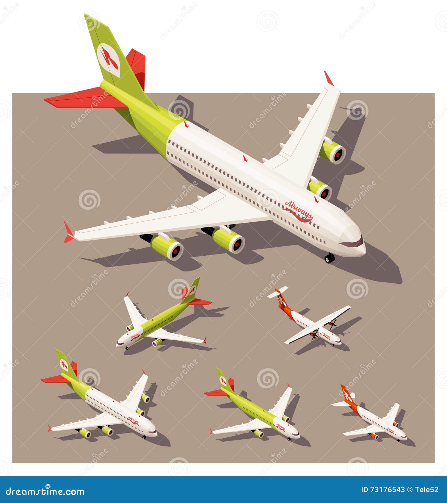 Vector Isometric Low Poly Airplanes Set Stock Vector - Illustration of ...