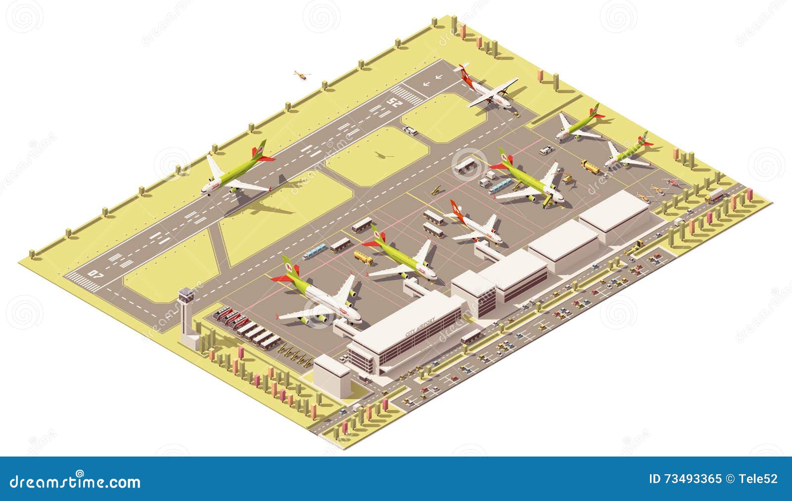 Airport Terminal With Seats, Plane, Control Tower Vector Illustration ...