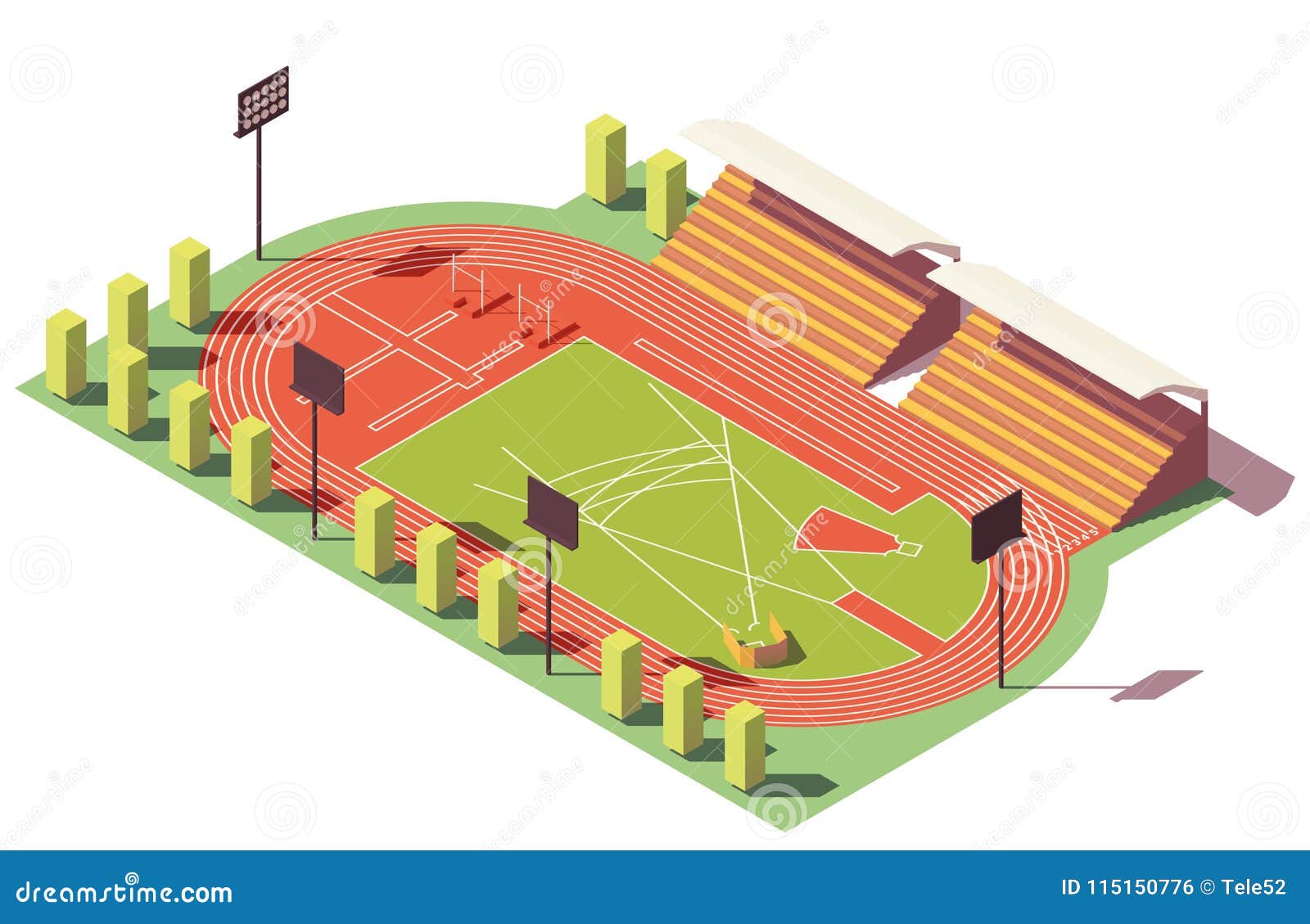 Vector Isometric Low Poly Athletics Stadium Stock Vector - Illustration ...