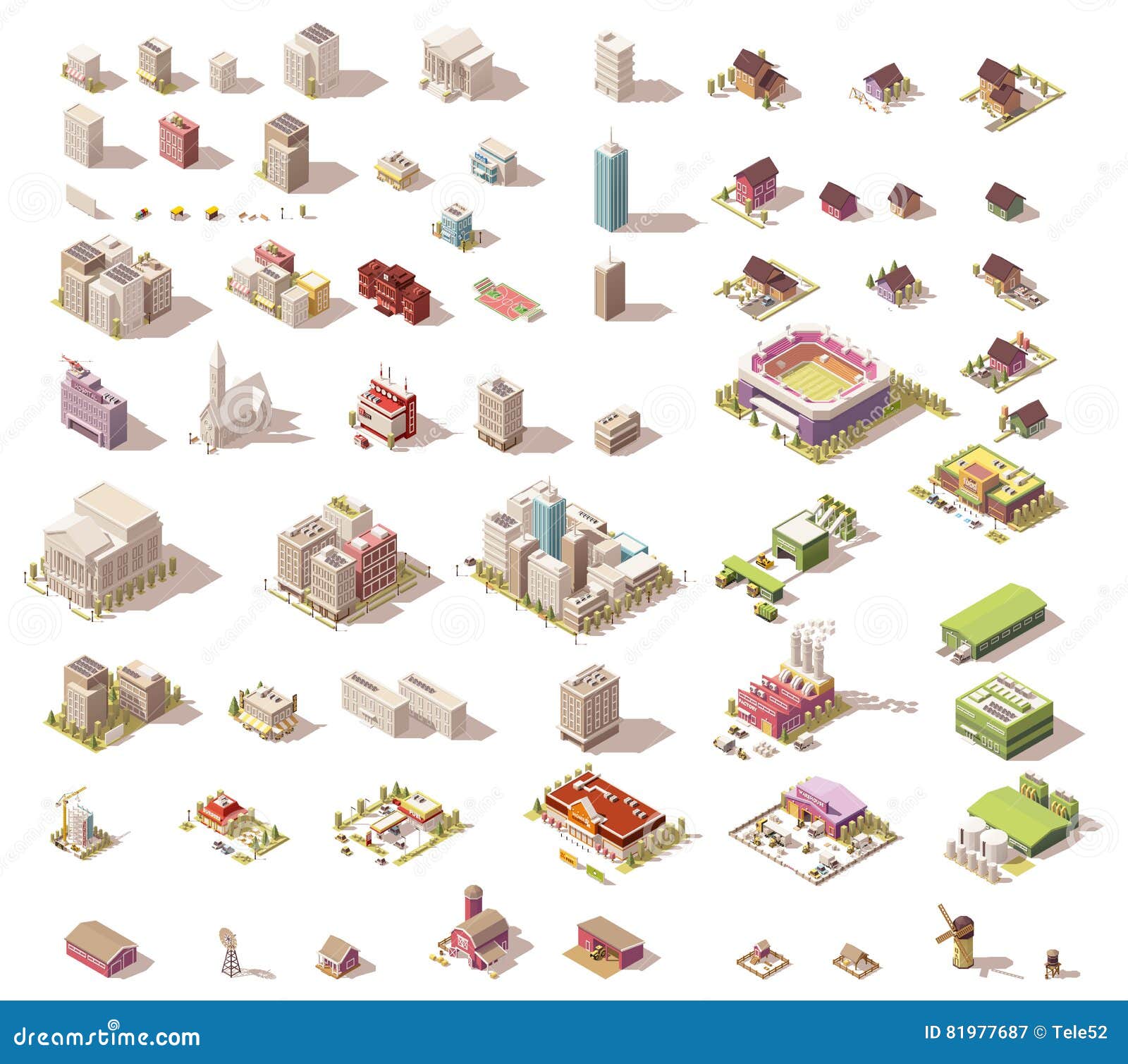 Vector Isometric Low Poly Buildings and Houses Stock Vector ... Vector Isometric Low Poly Buildings and Houses Stock Vector ...