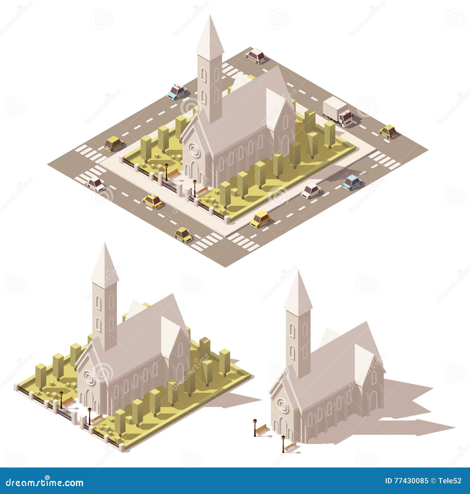 Vector Isometric Low Poly Church Icon Stock Vector - Illustration of ...