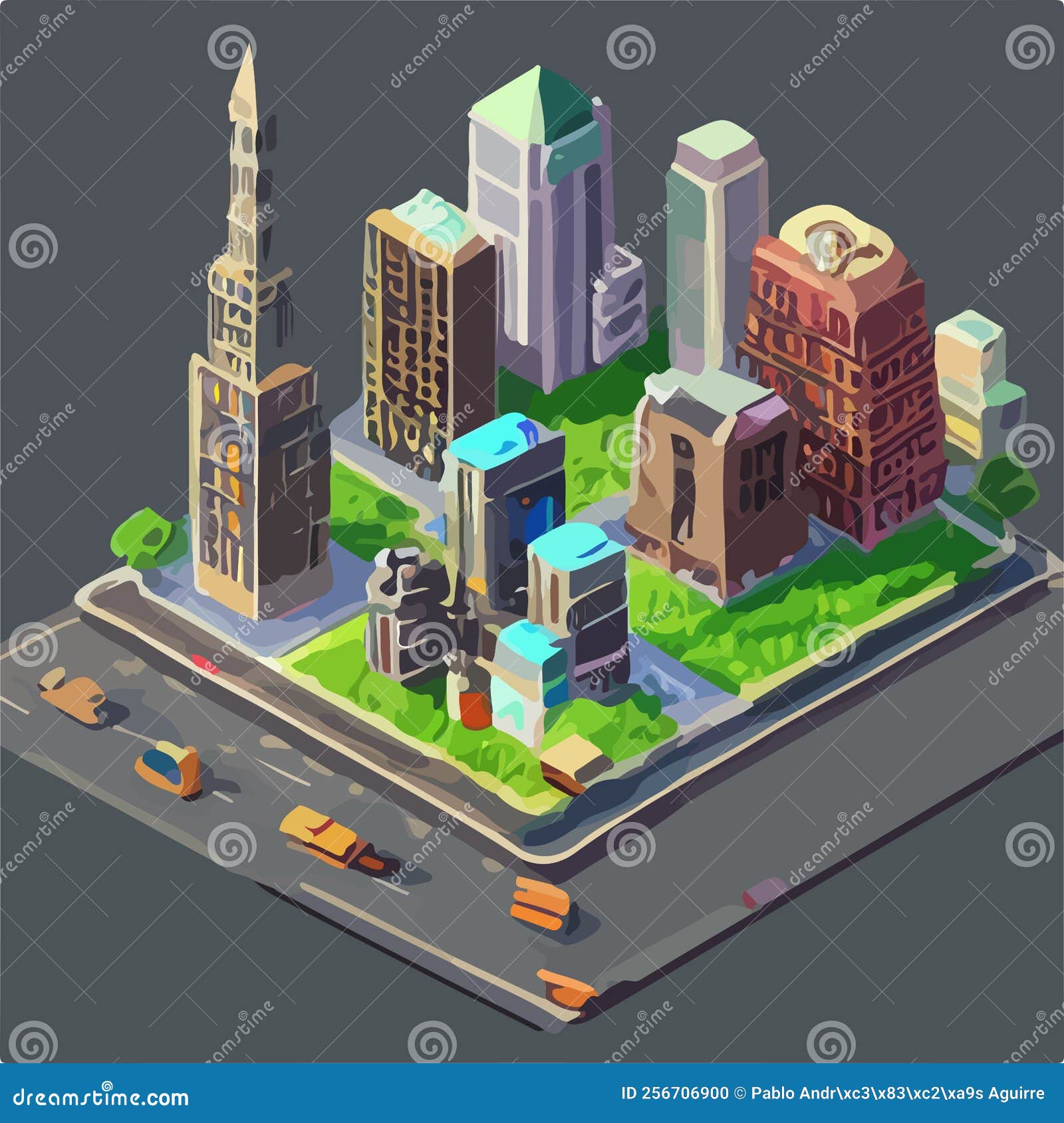Vector Isometric Low Poly City Stock Vector - Illustration of business ...