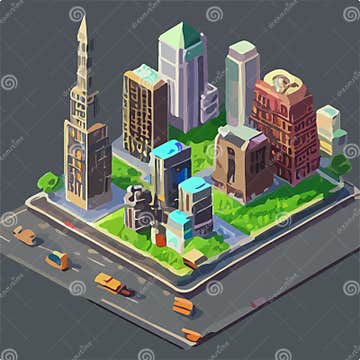 Vector Isometric Low Poly City Stock Vector - Illustration of business ...