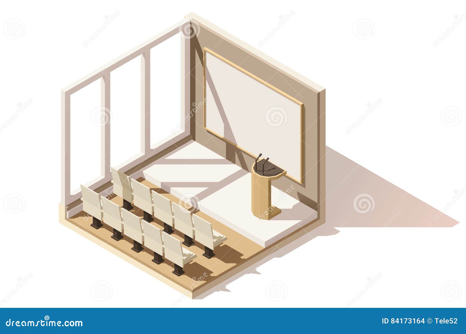 Vector Isometric Low Poly Conference Room Icon Stock Vector ...