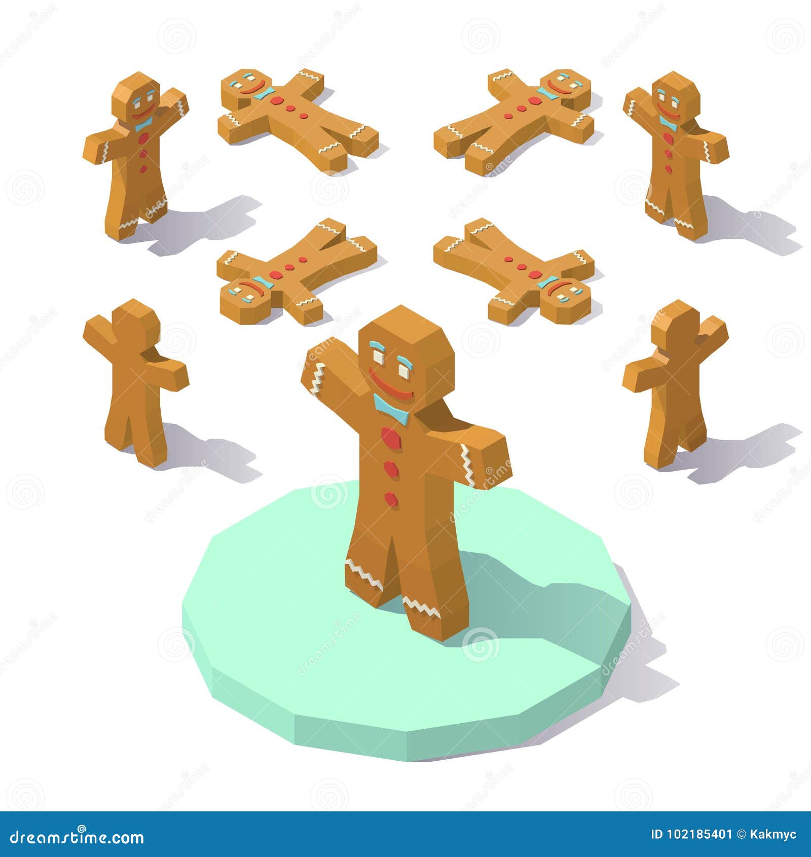 Low poly Gingerbread man stock vector. Illustration of baked - 102185401