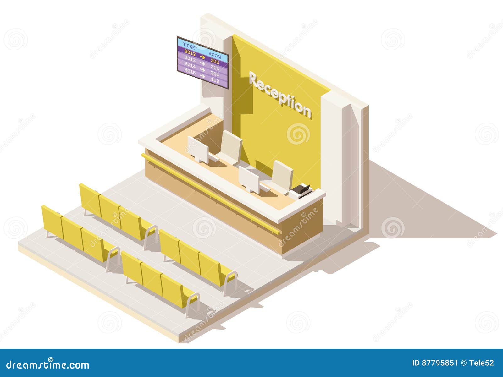 Vector Isometric Low Poly Hospital Reception Stock Vector ...