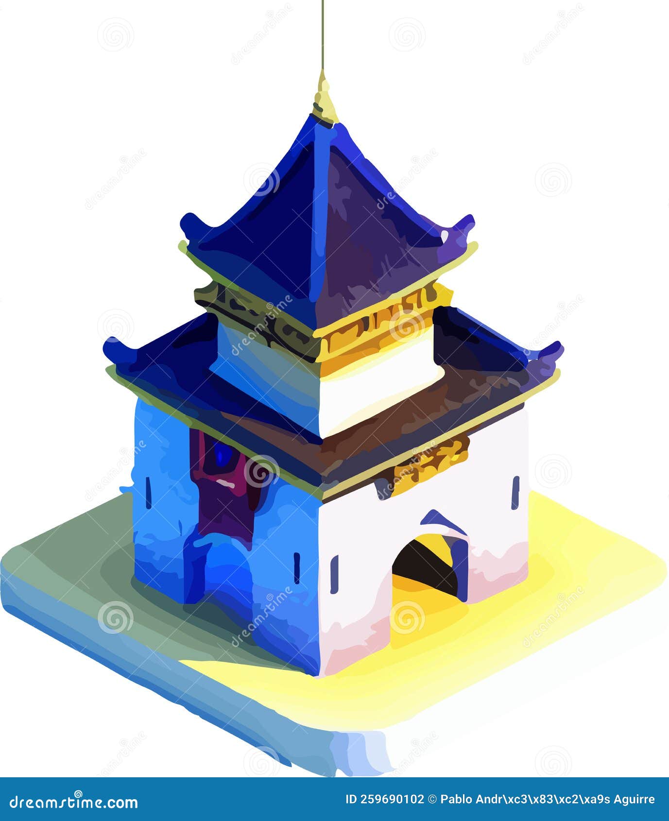 Vector Isometric Low Poly Japanese Castle. Stock Vector - Illustration ...