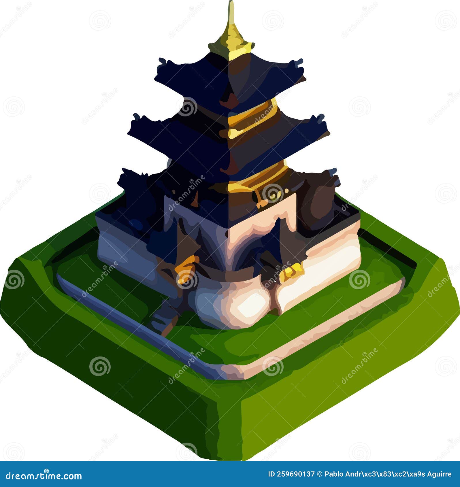 Vector Isometric Low Poly Japanese Castle. Stock Vector - Illustration ...