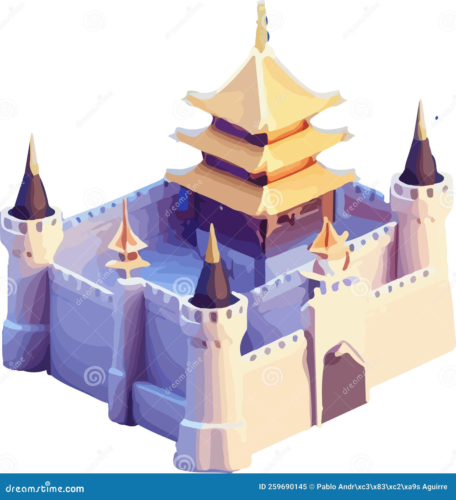 Vector Isometric Low Poly Japanese Castle. Stock Vector - Illustration ...