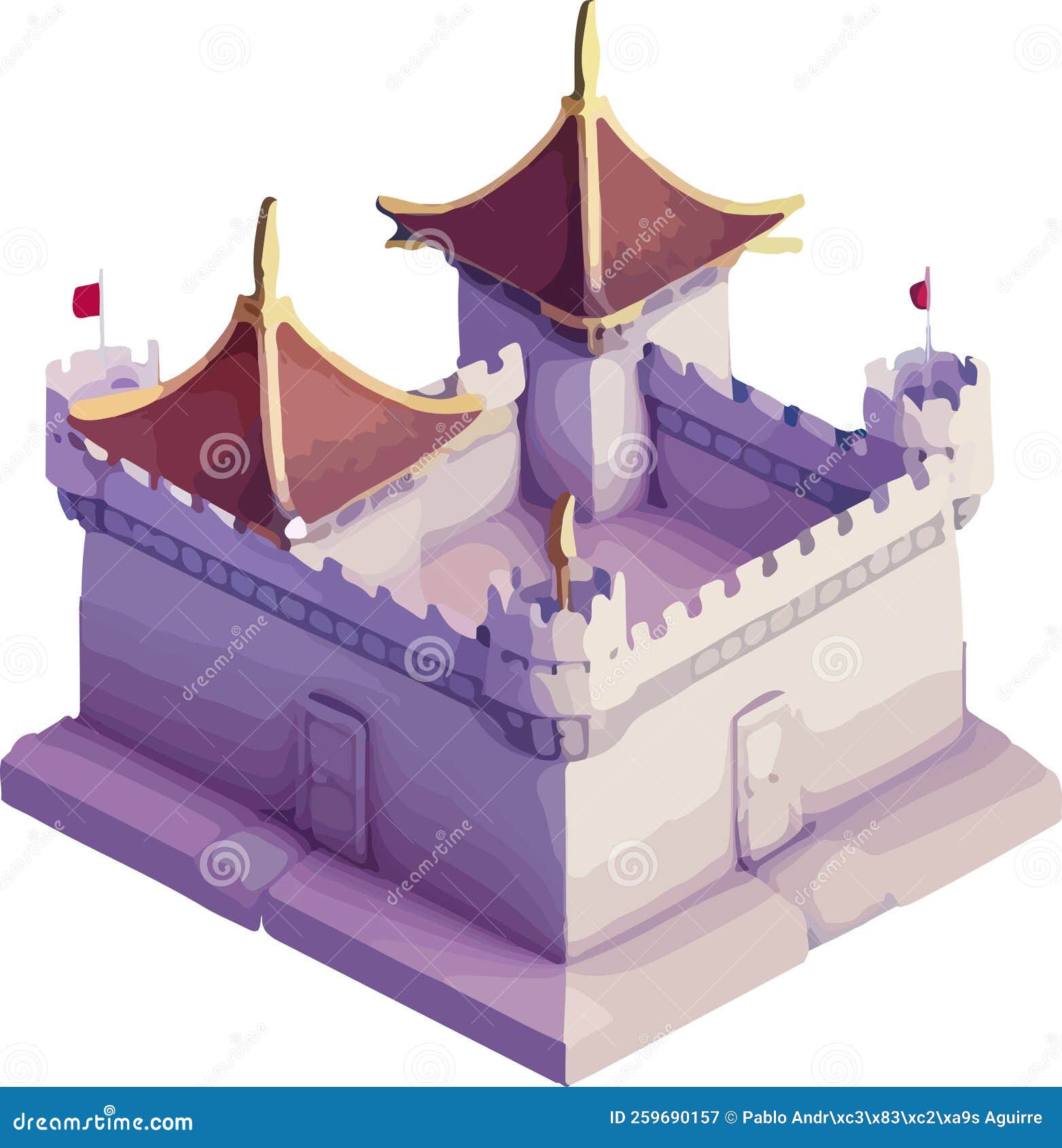 Vector Isometric Low Poly Japanese Castle. Stock Vector - Illustration ...