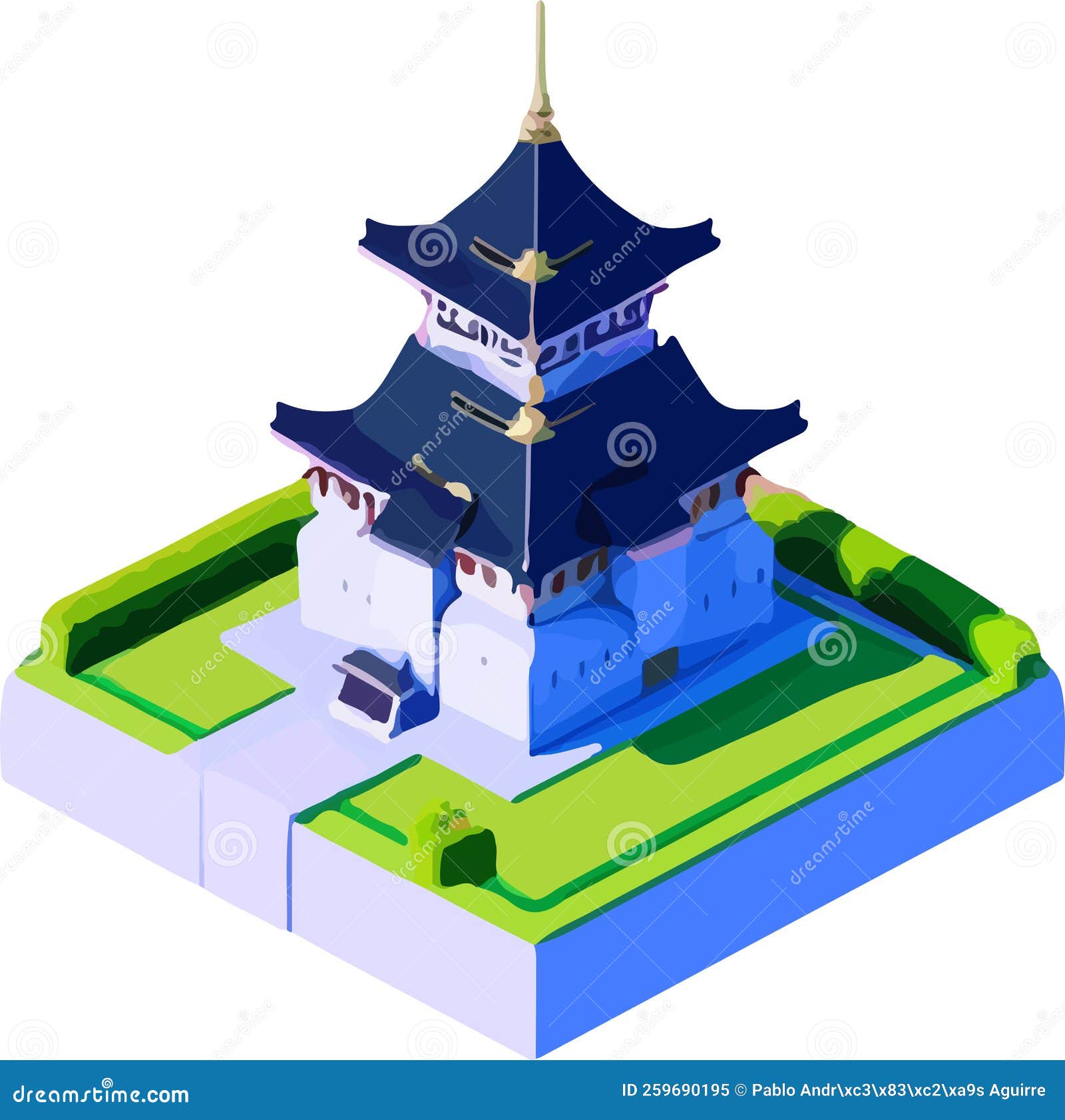 Vector Isometric Low Poly Japanese Castle. Stock Vector - Illustration ...