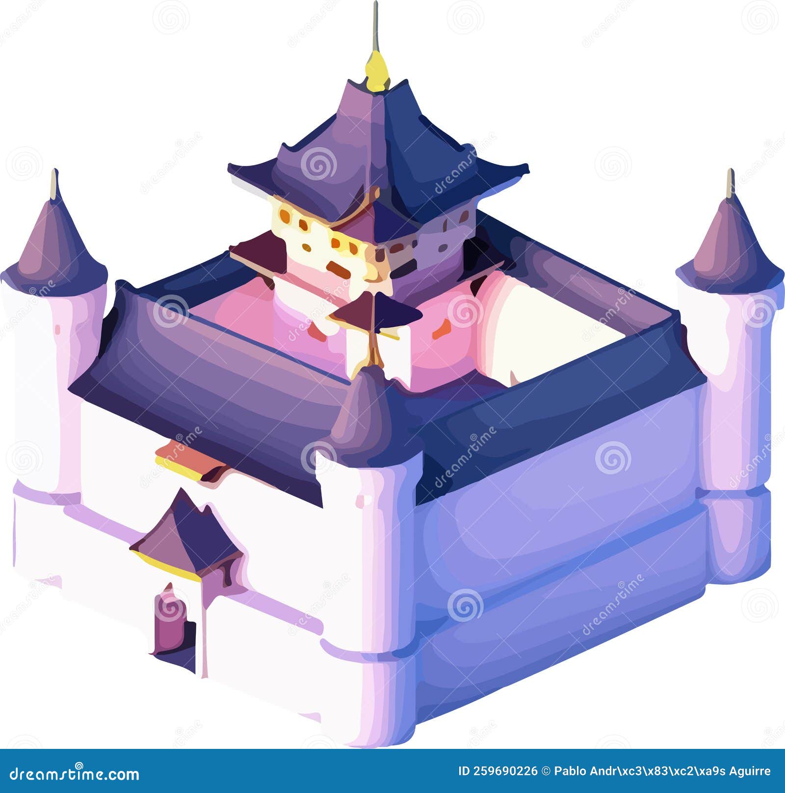 Vector Isometric Low Poly Japanese Castle. Stock Vector - Illustration ...