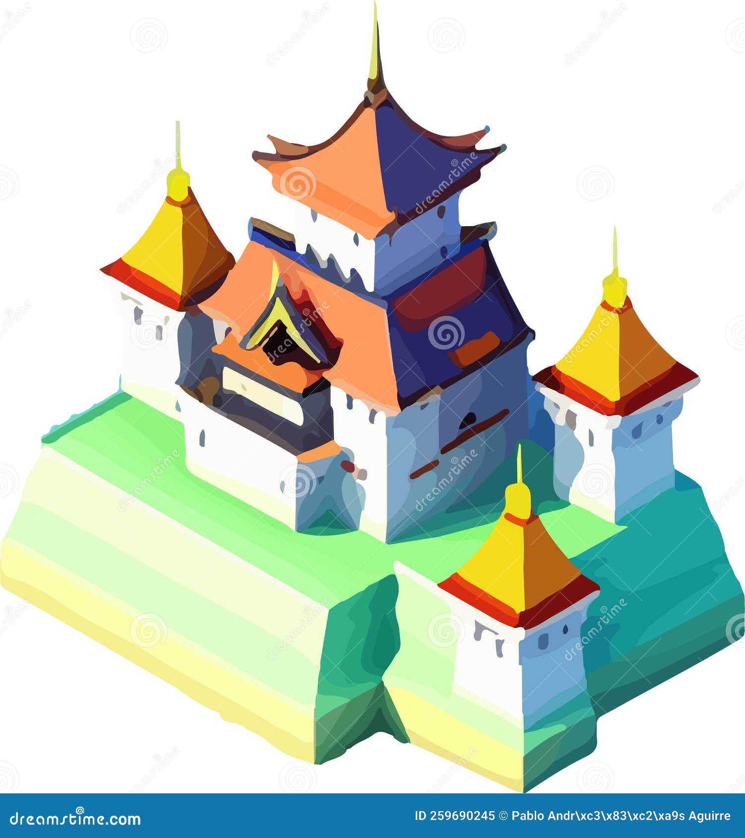 Vector Isometric Low Poly Japanese Castle. Stock Vector - Illustration ...