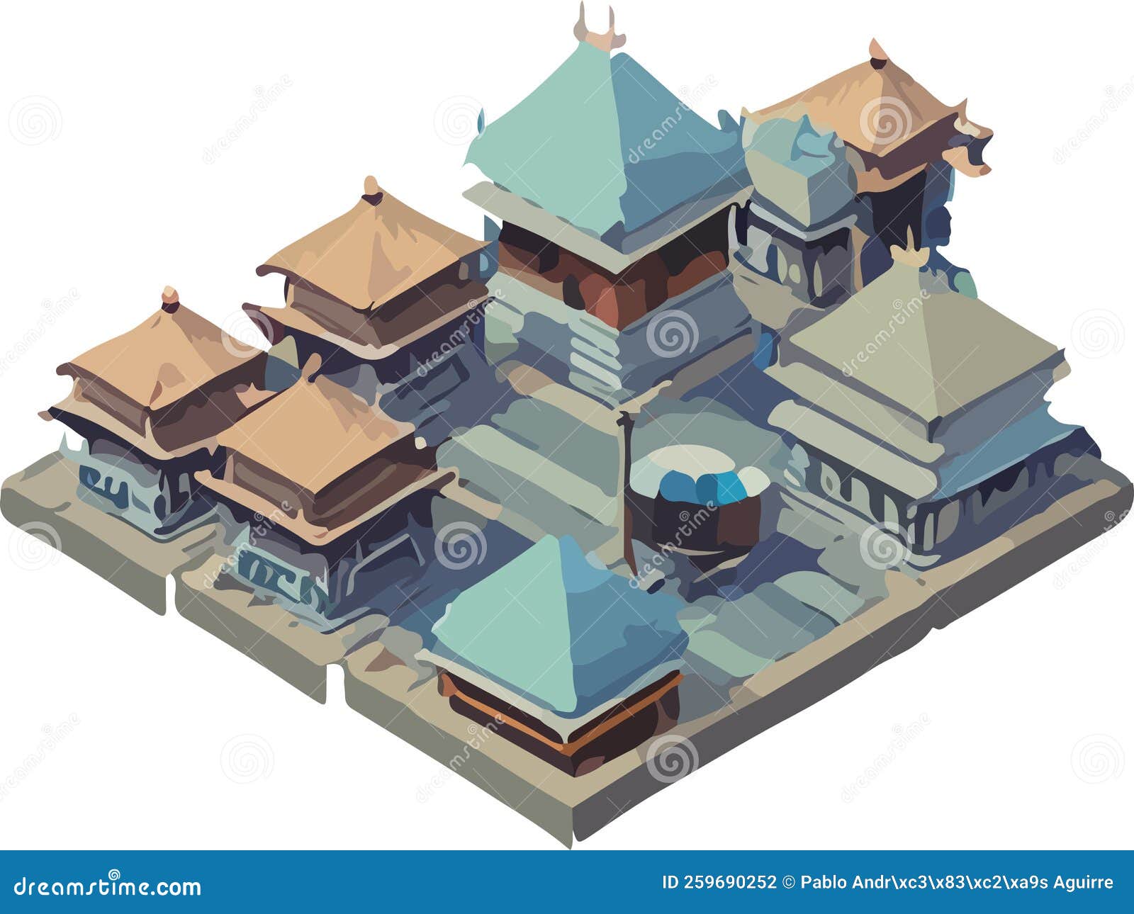 Vector Isometric Low Poly Japanese Castle. Stock Vector - Illustration ...