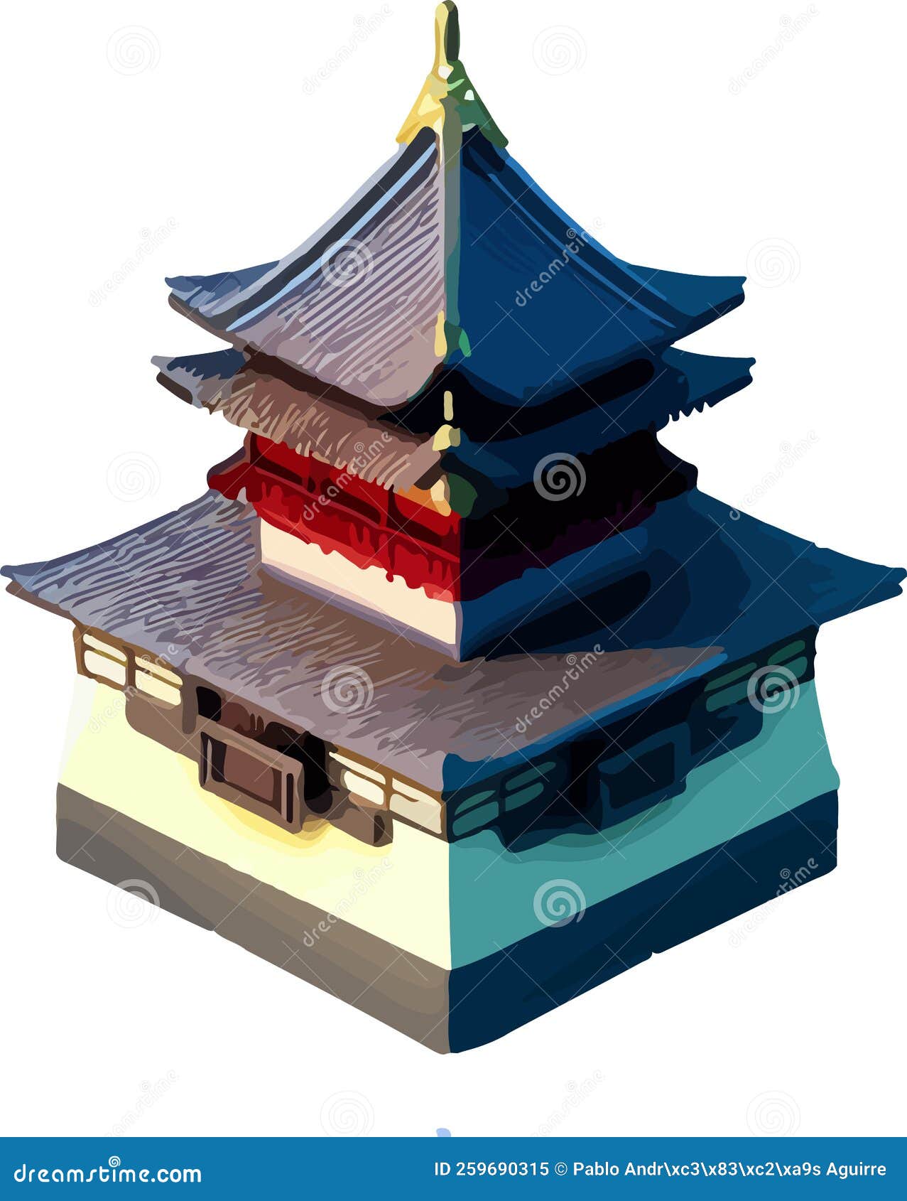 Vector Isometric Low Poly Japanese Castle. Stock Vector - Illustration ...