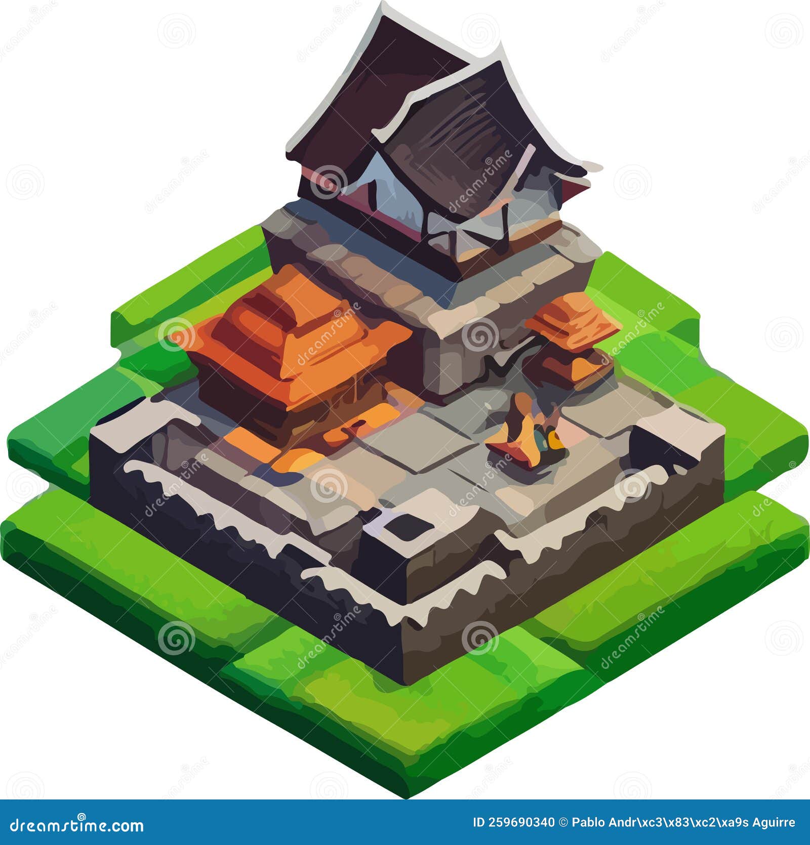Vector Isometric Low Poly Japanese Castle. Stock Vector - Illustration ...