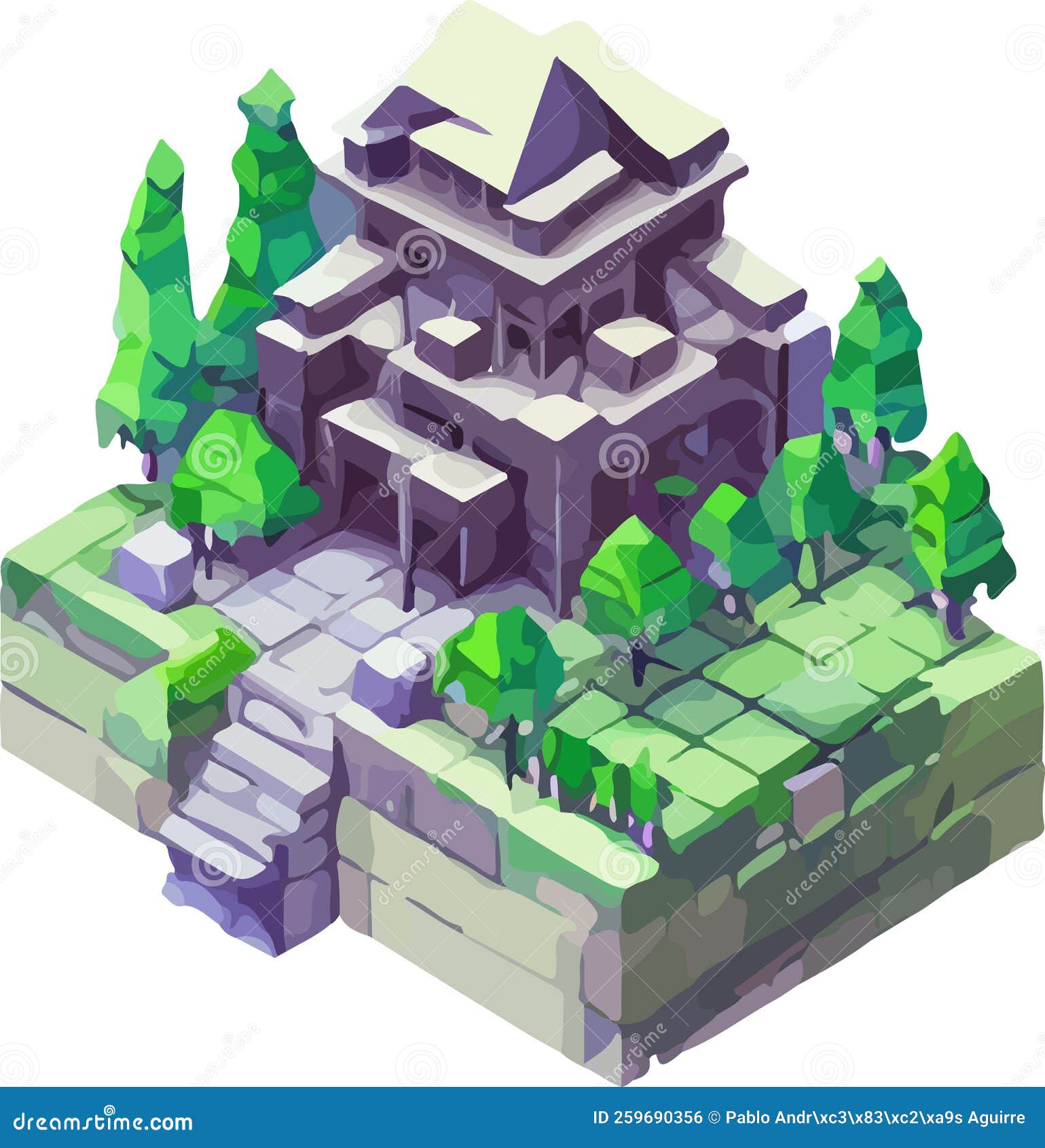 Vector Isometric Low Poly Japanese Castle. Stock Vector - Illustration ...
