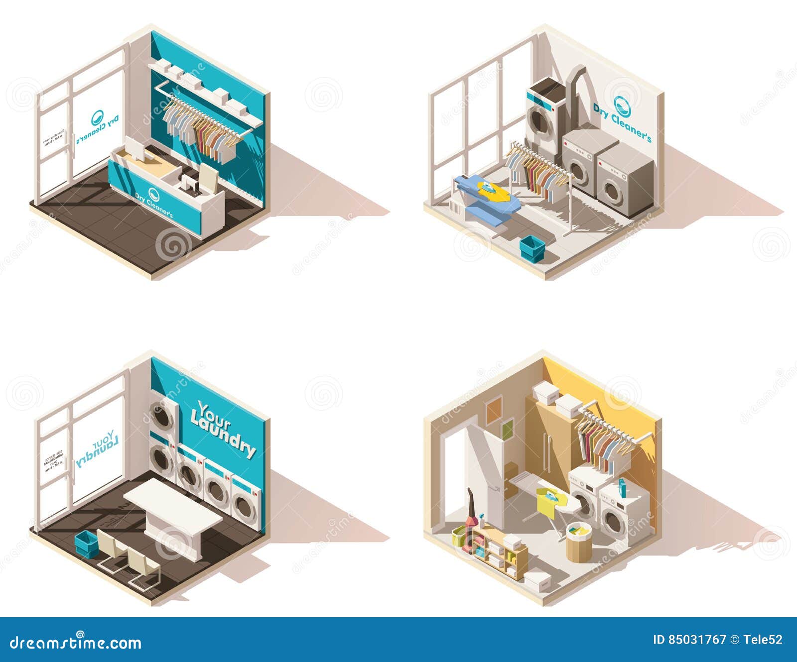 Vector Isometric Low Poly Laundry Icon Set Stock Vector - Illustration ...