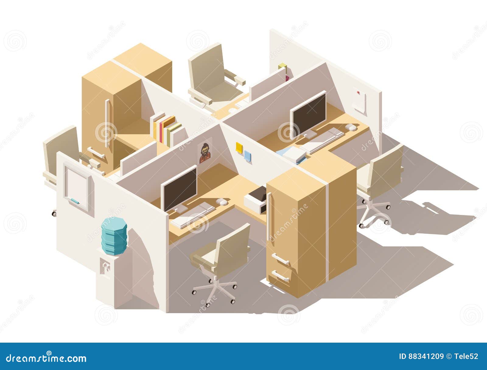 Vector Isometric Low Poly Office Cubicle | CartoonDealer.com #88341209