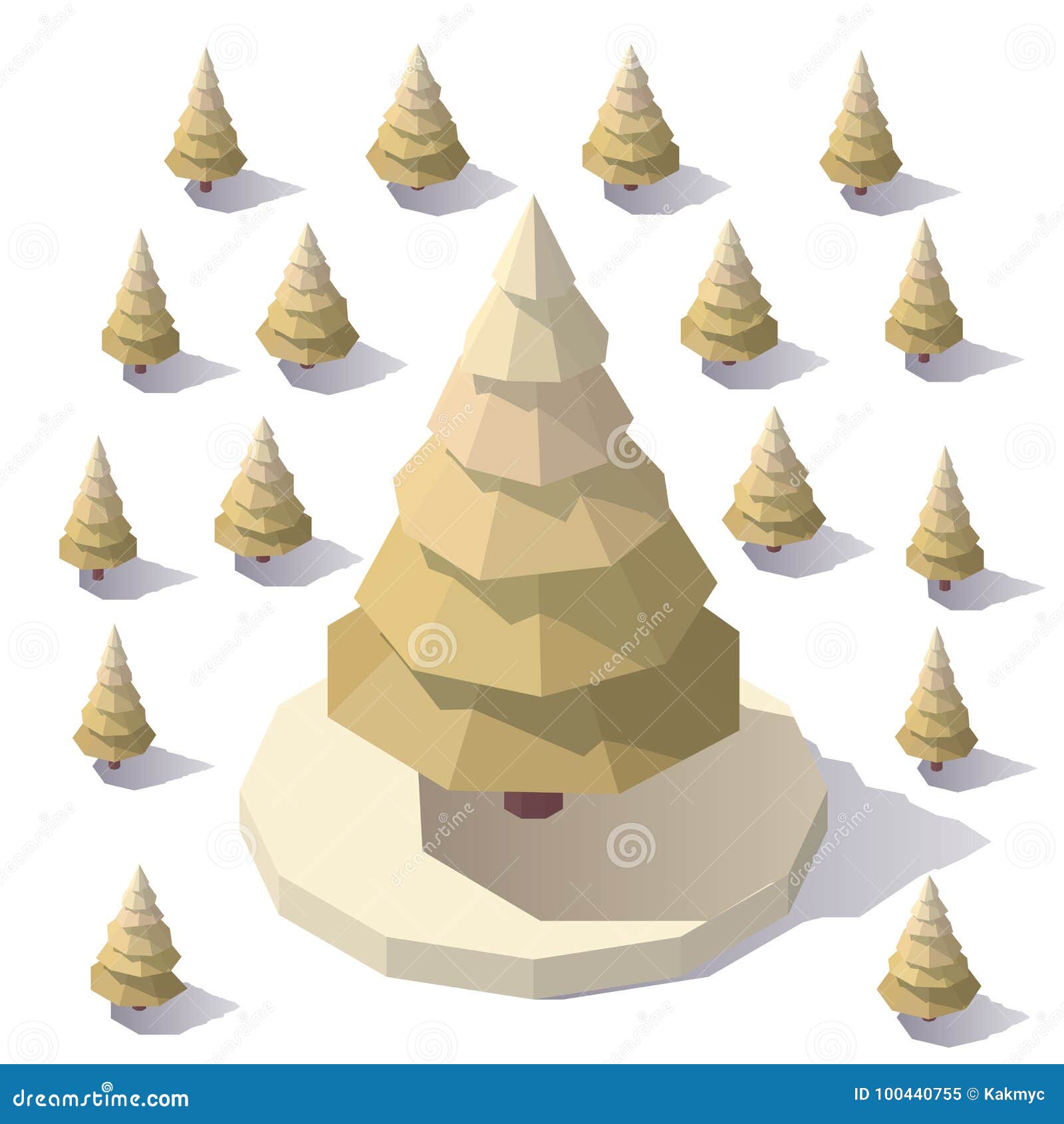 Low poly pine tree stock vector. Illustration of isometric - 100440755