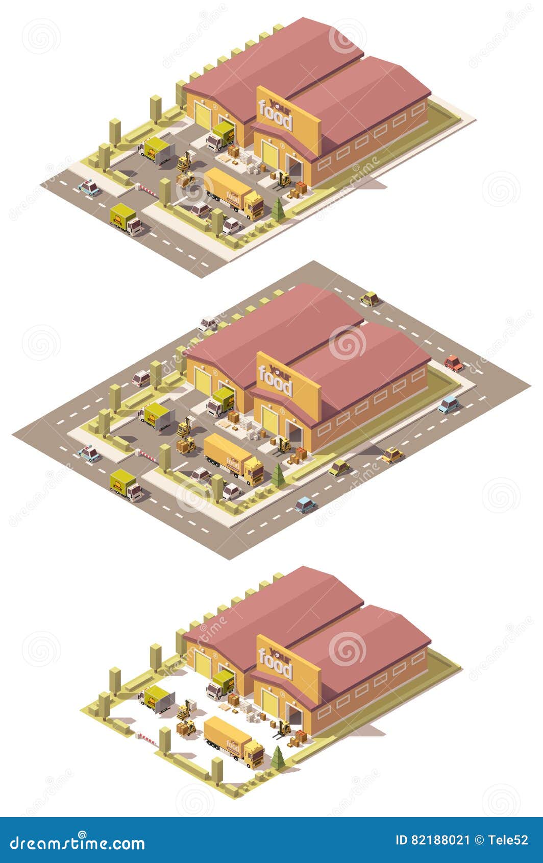 Vector Isometric Low Poly Produce Warehouse Stock Vector - Illustration ...