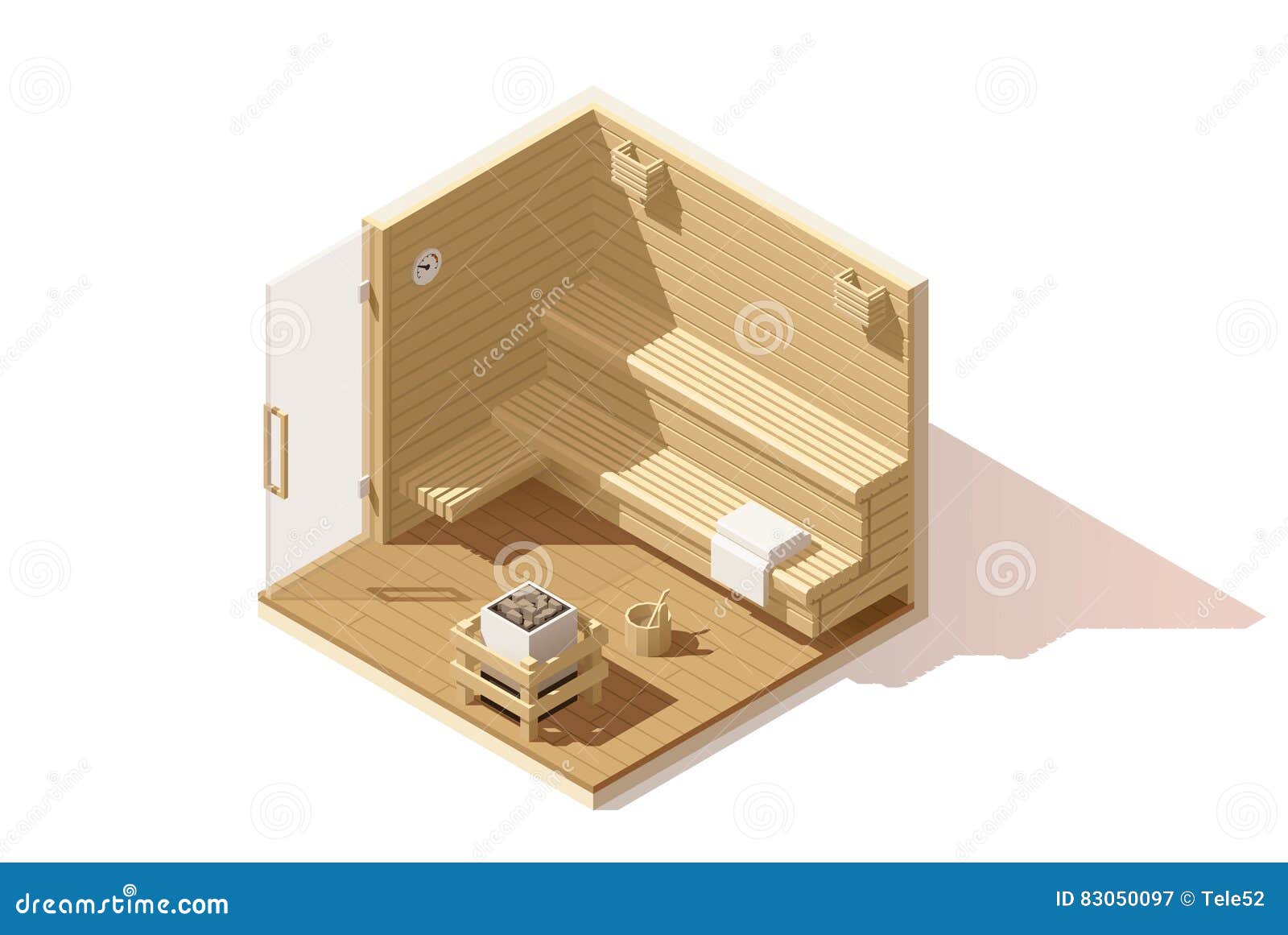 Vector Isometric Low Poly Sauna Room Icon Stock Vector - Illustration ...