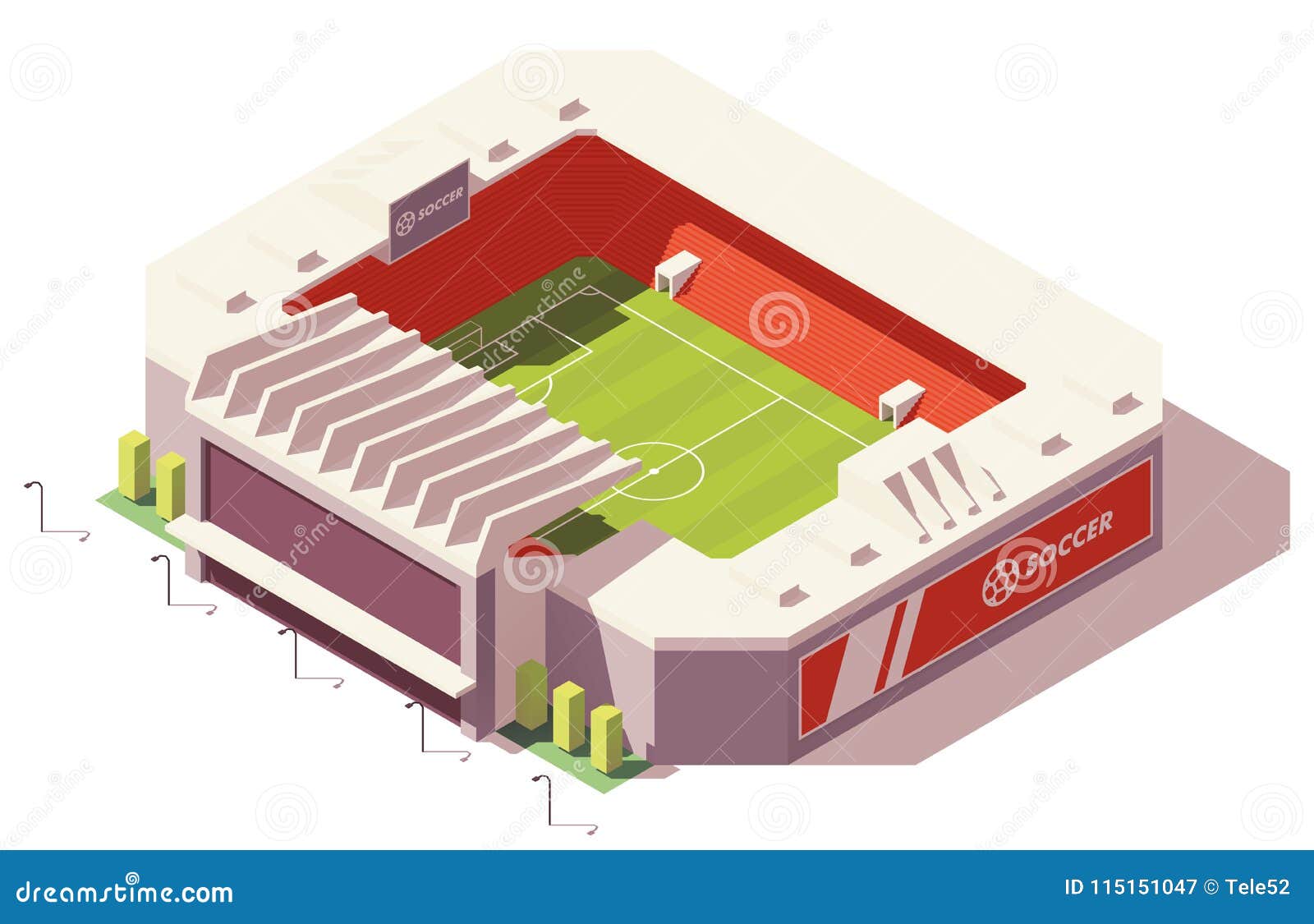 Vector Isometric Low Poly Soccer Stadium Stock Vector - Illustration of ...