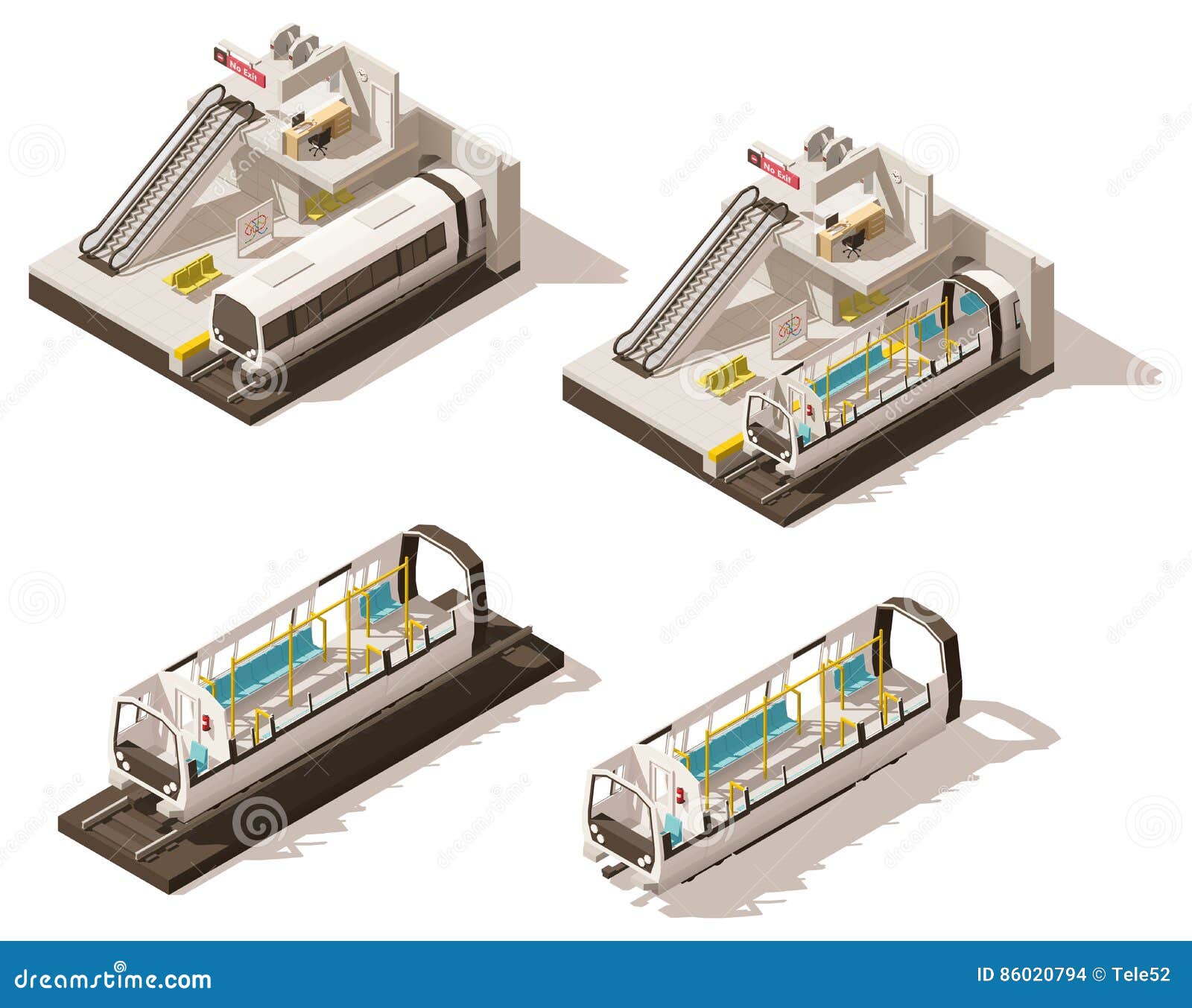 Vector Isometric Low Poly Subway Station Cutaway Stock Vector ...