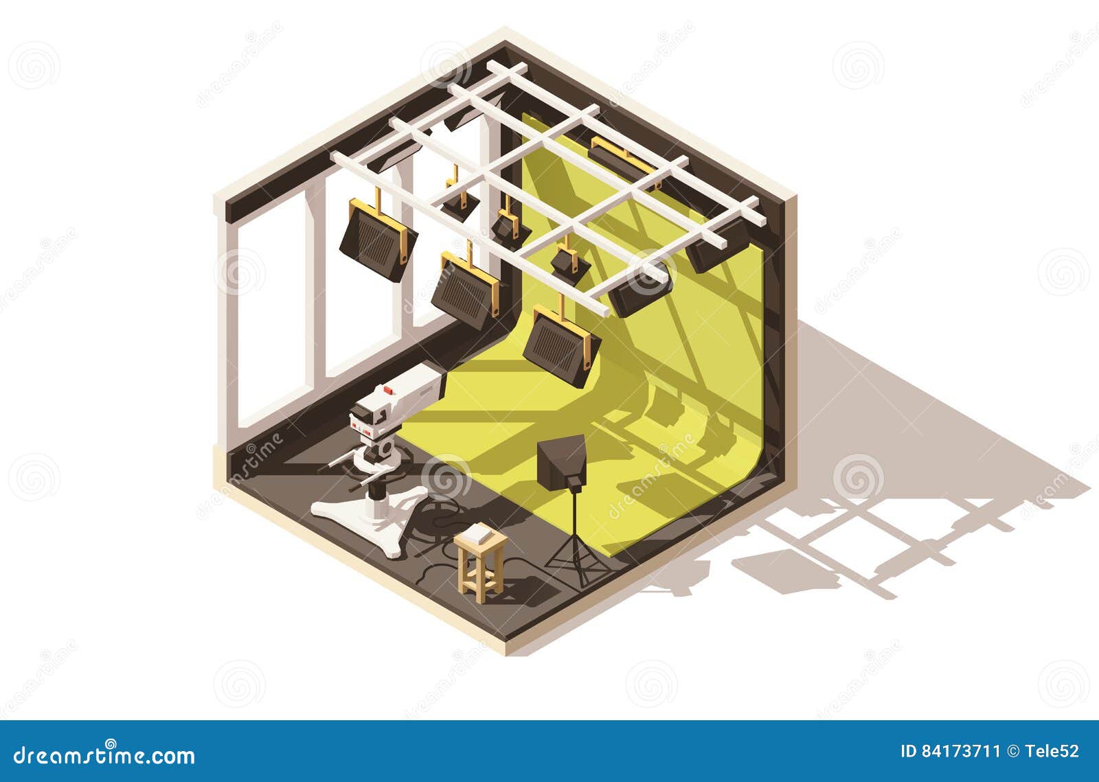 Vector Isometric Low Poly Television Studio Stock Vector - Illustration ...
