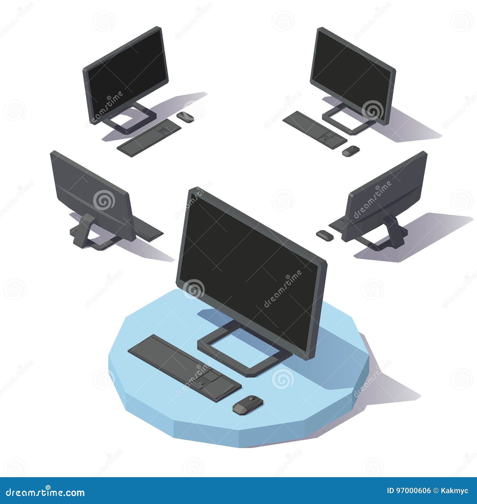 Vector Isometric Lowpoly Computer Stock Vector - Illustration of design ...