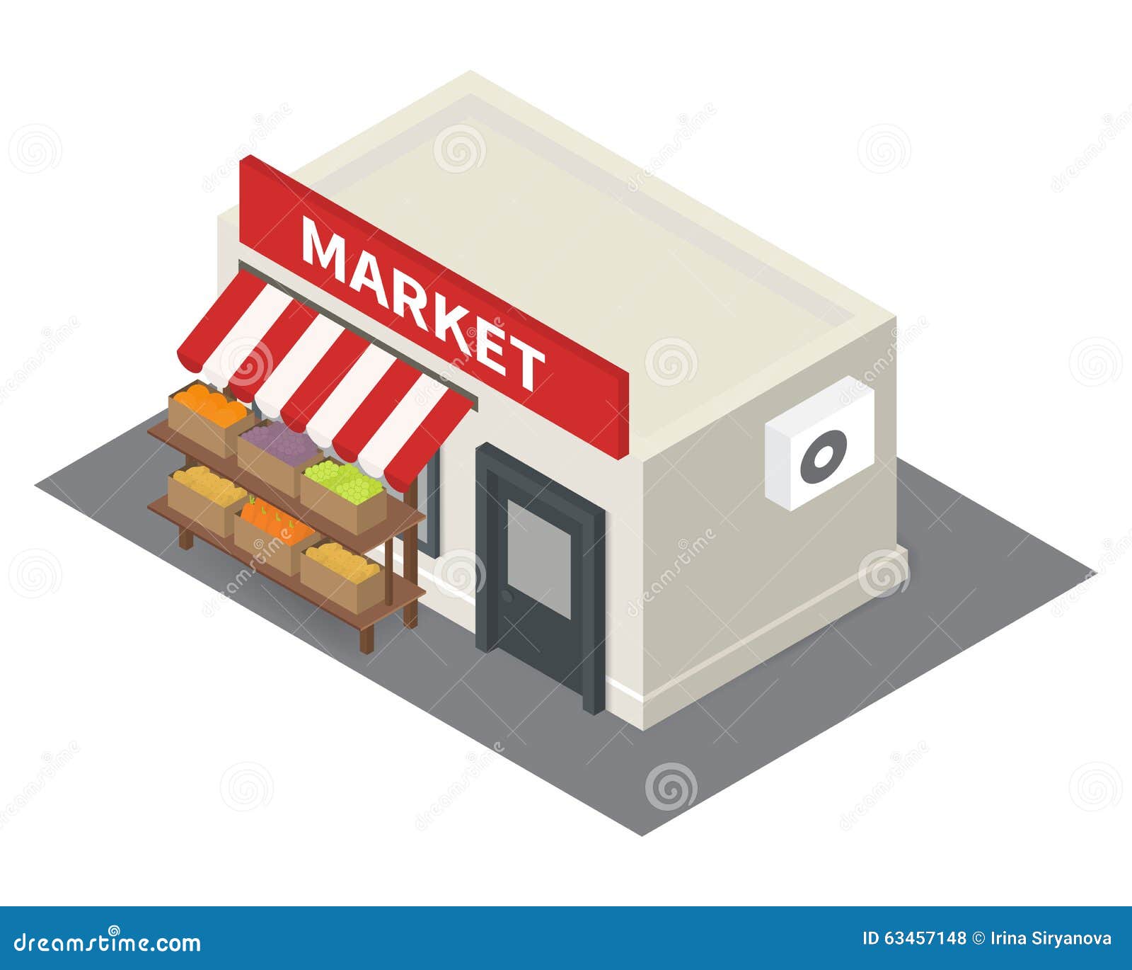 Vector Isometric Market Stalls with Vegetables Stock Vector ...