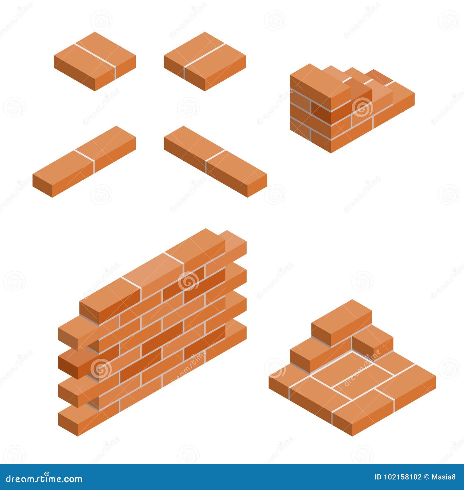 Vector Isometric Masonry Items Stock Illustration - Illustration of ...