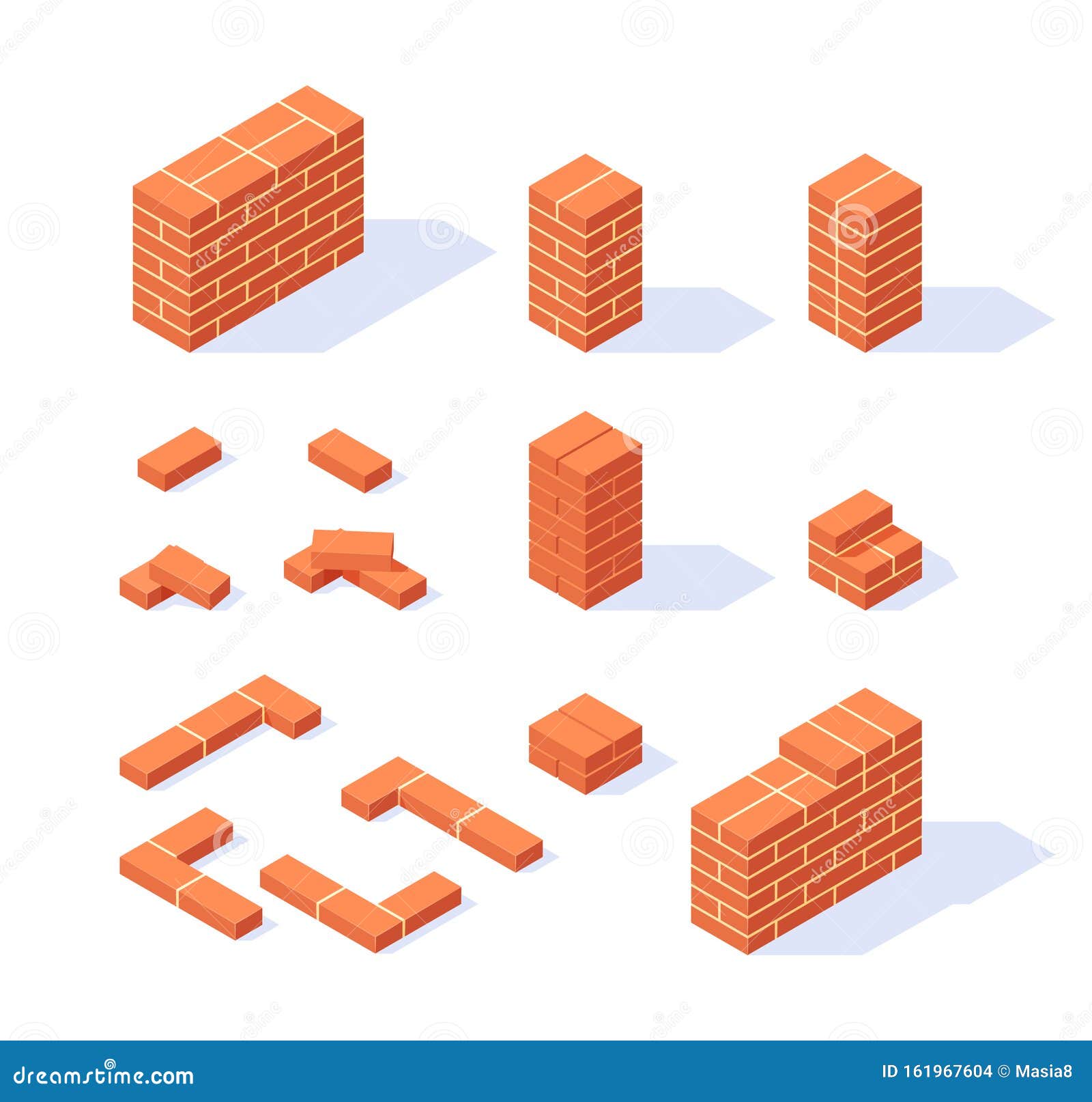Vector Isometric Masonry Items in Flat Style Stock Vector ...