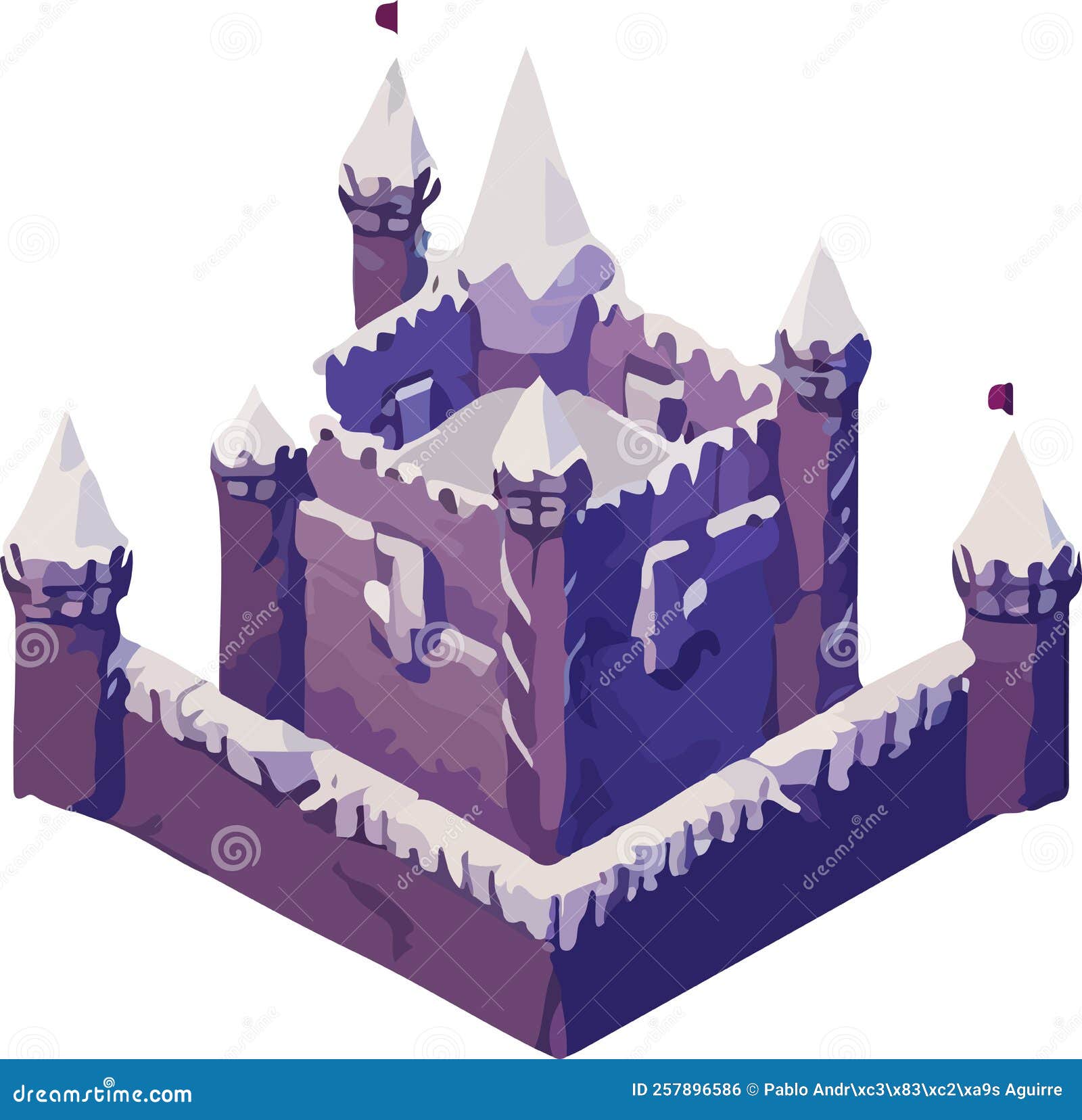 Vector Isometric Medieval Low Poly Castle. Stock Vector - Illustration ...