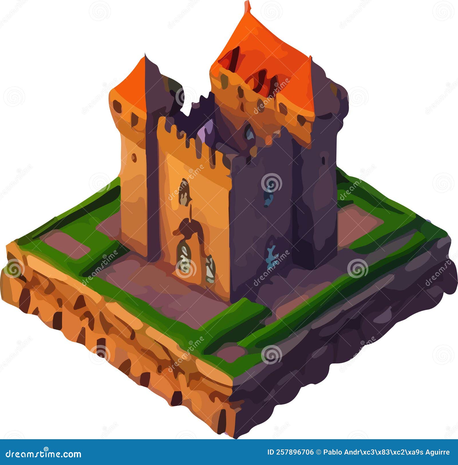 Vector Isometric Medieval Low Poly Castle. Stock Vector - Illustration ...