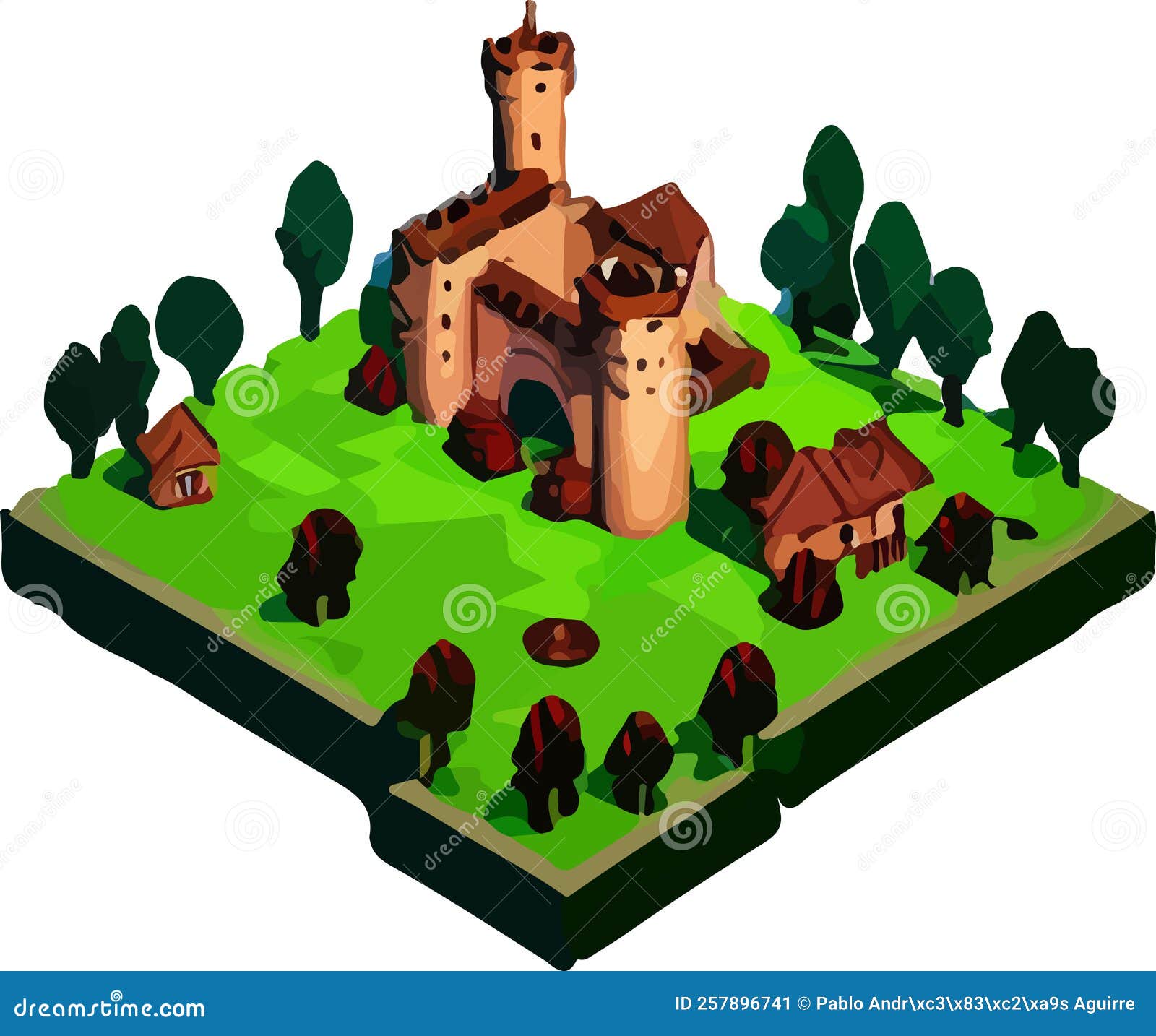 Vector Isometric Medieval Low Poly Castle. Stock Vector - Illustration ...
