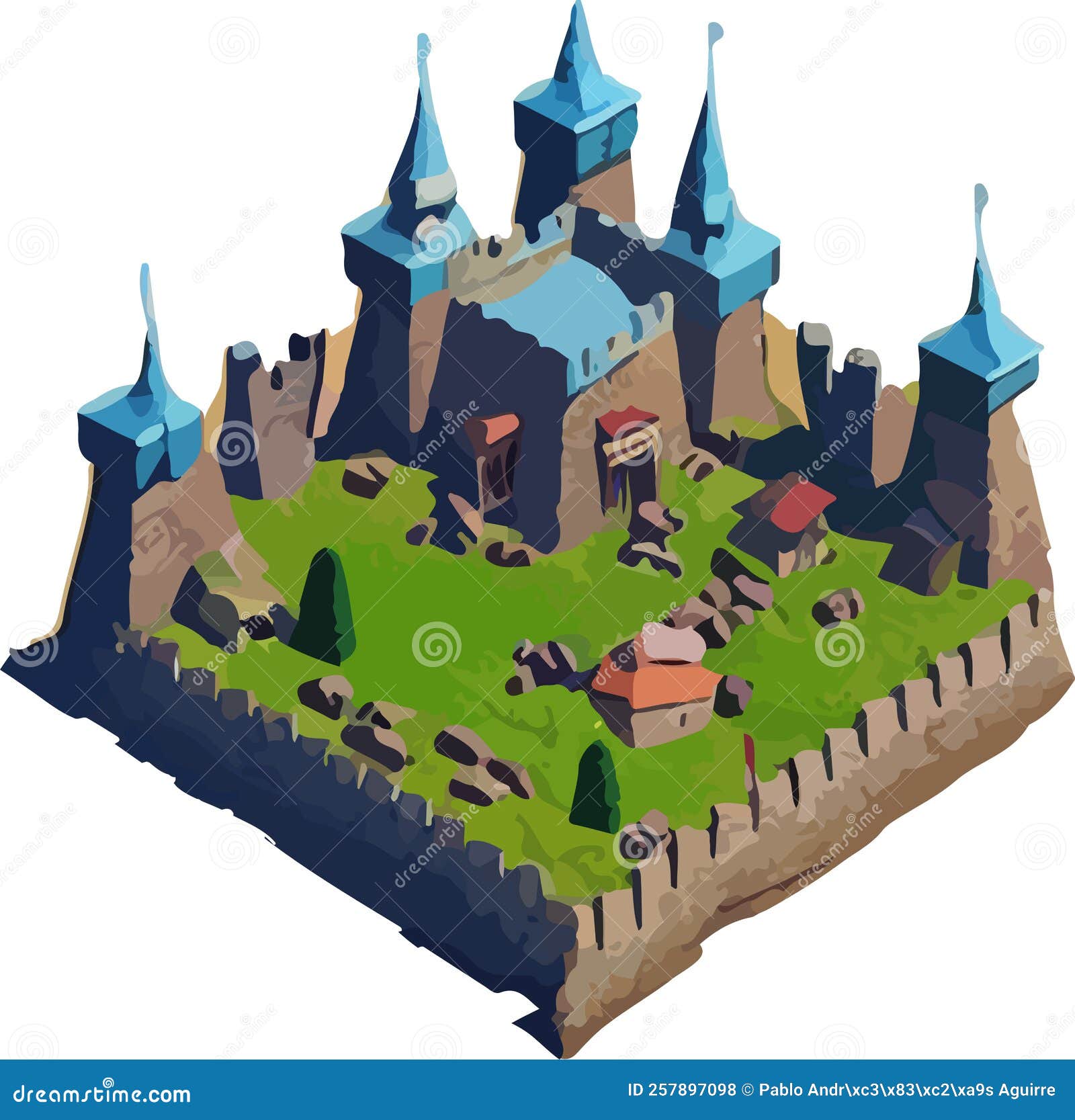 Vector Isometric Medieval Low Poly Castle. Stock Vector - Illustration ...
