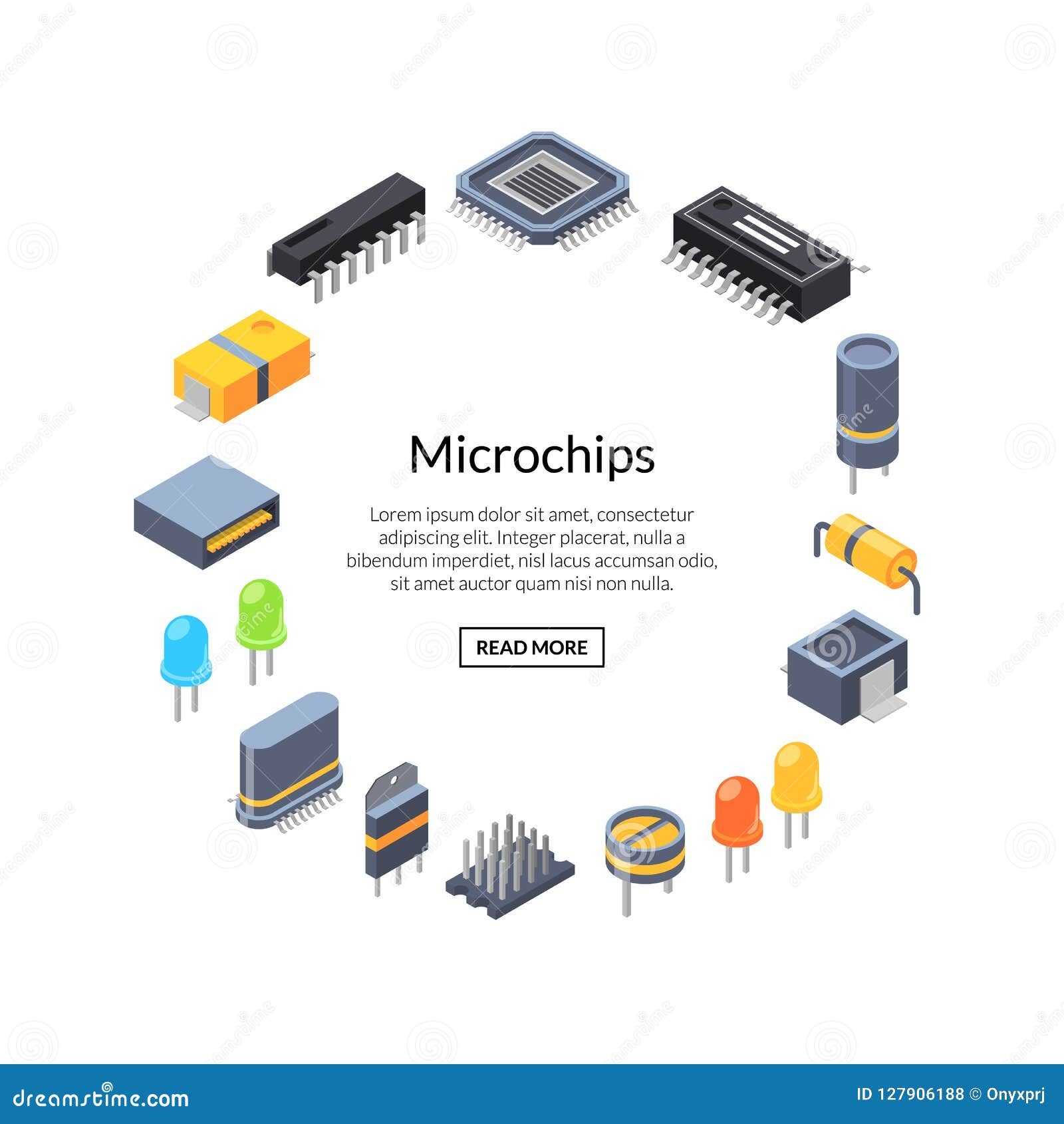 Vector Isometric Microchips and Electronic Parts Icons Stock Vector ...