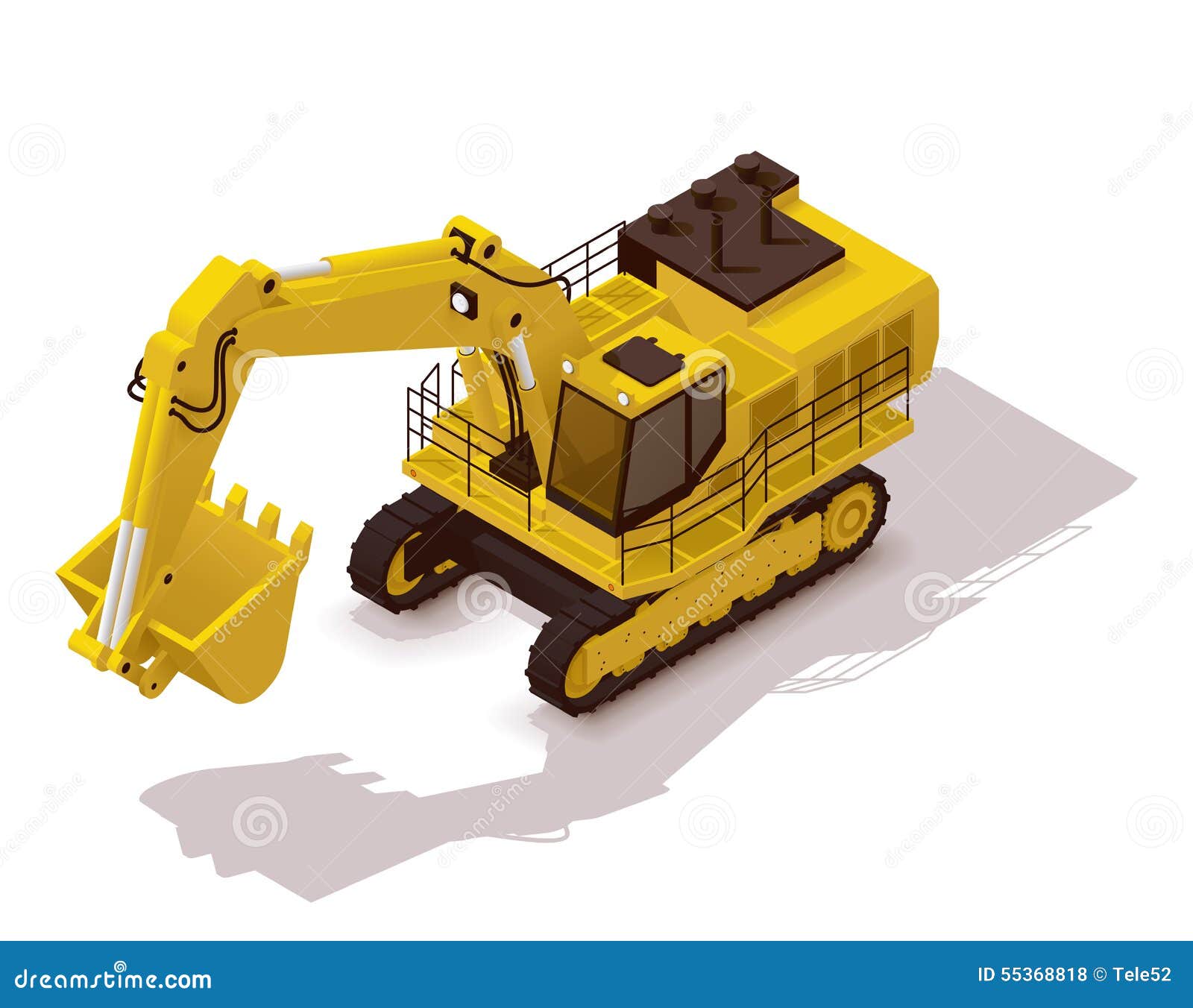 Vector Isometric Mining Excavator Stock Vector - Illustration of ...