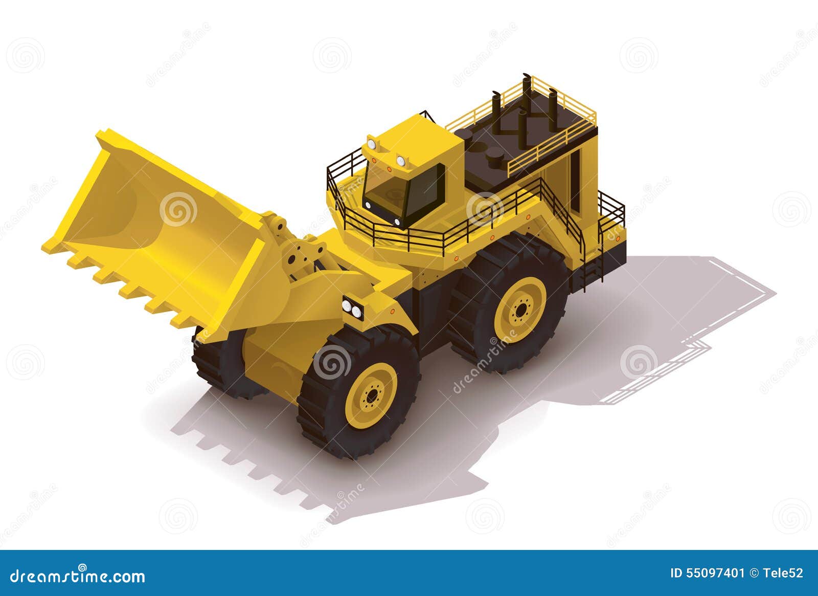 Vector Isometric Mining Wheel Loader Stock Vector - Illustration of ...