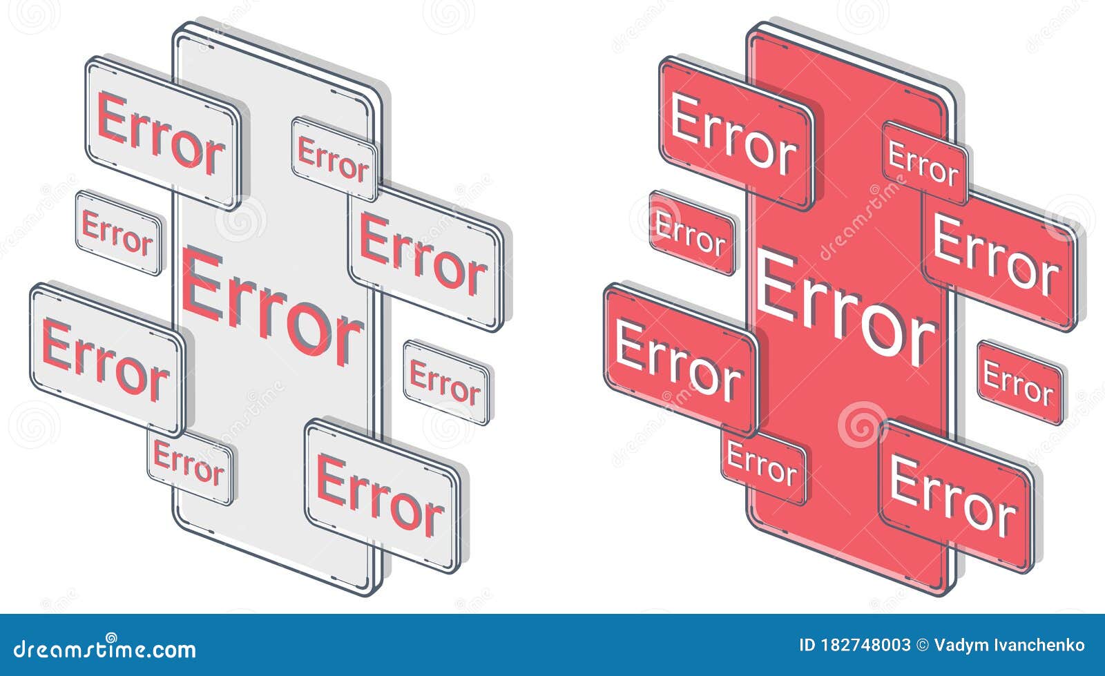 Vector, Isometric Mobile Screen with Error, Alarm and Hazard ...
