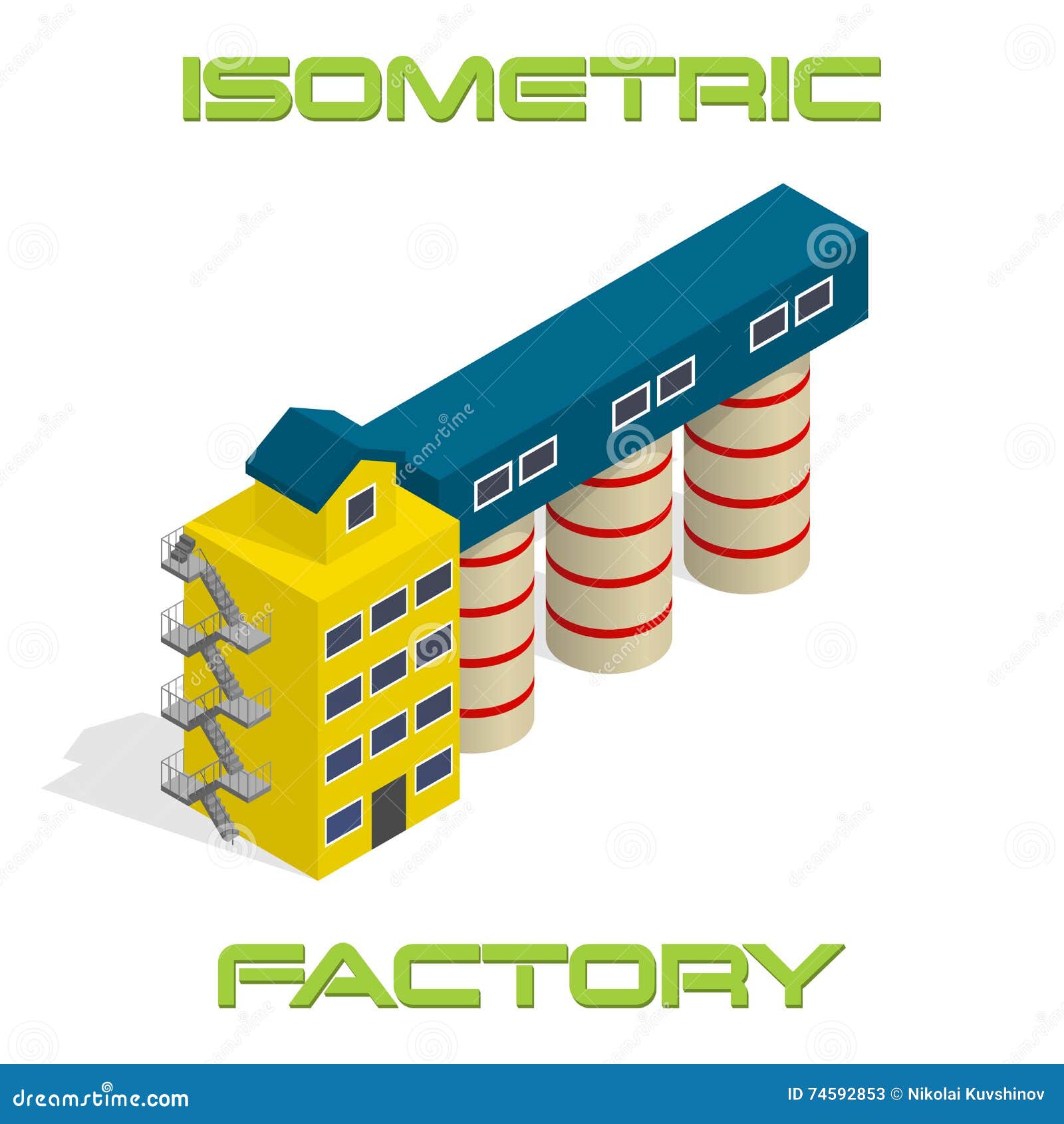 Vector Isometric Modern Factory Stock Vector - Illustration of nuclear ...