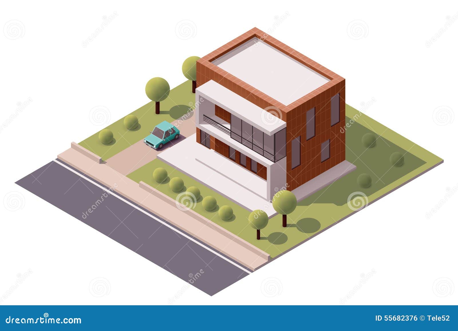 Vector Isometric Modern House Stock Vector - Illustration of cottage ...