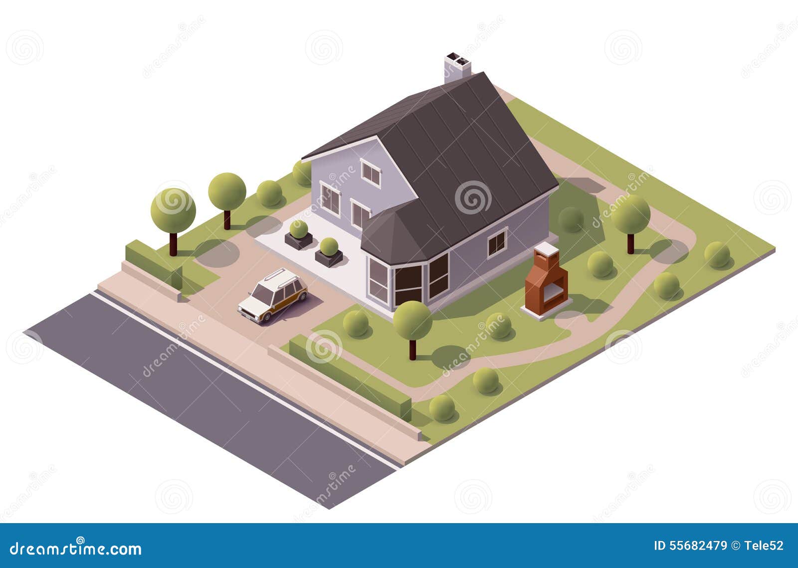 Vector Isometric Modern House Stock Vector - Illustration of grass ...