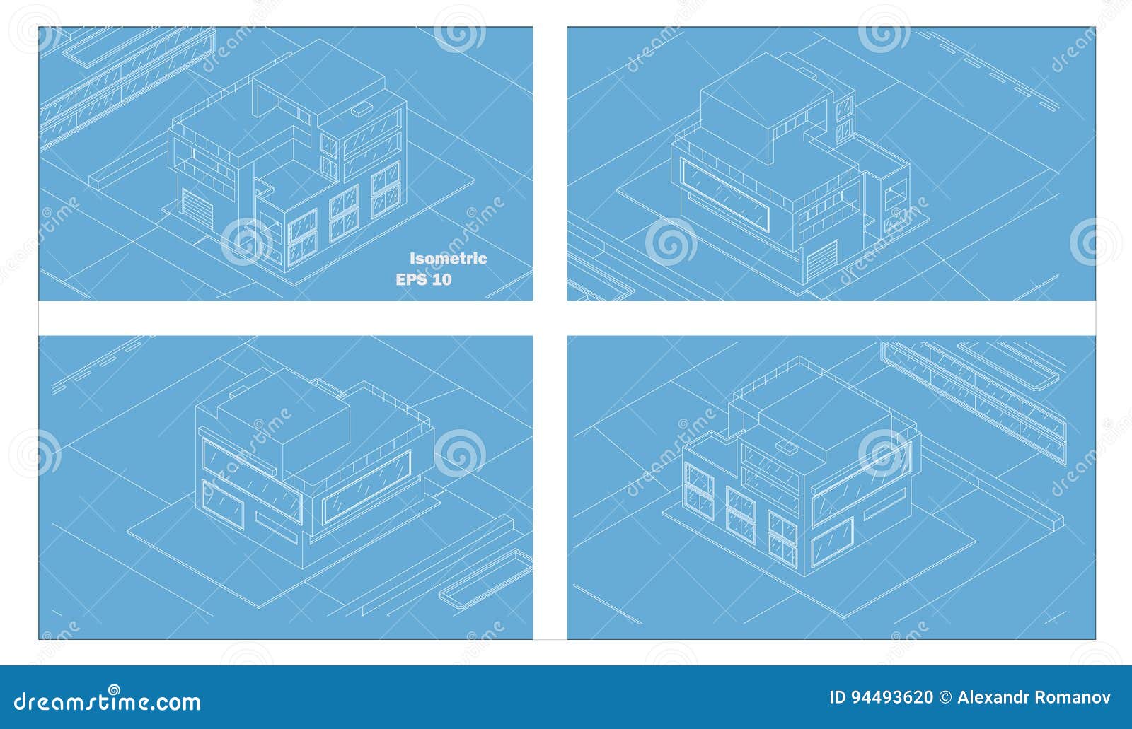 Vector Isometric Modern House Wens Four Sides Stock Vector ...