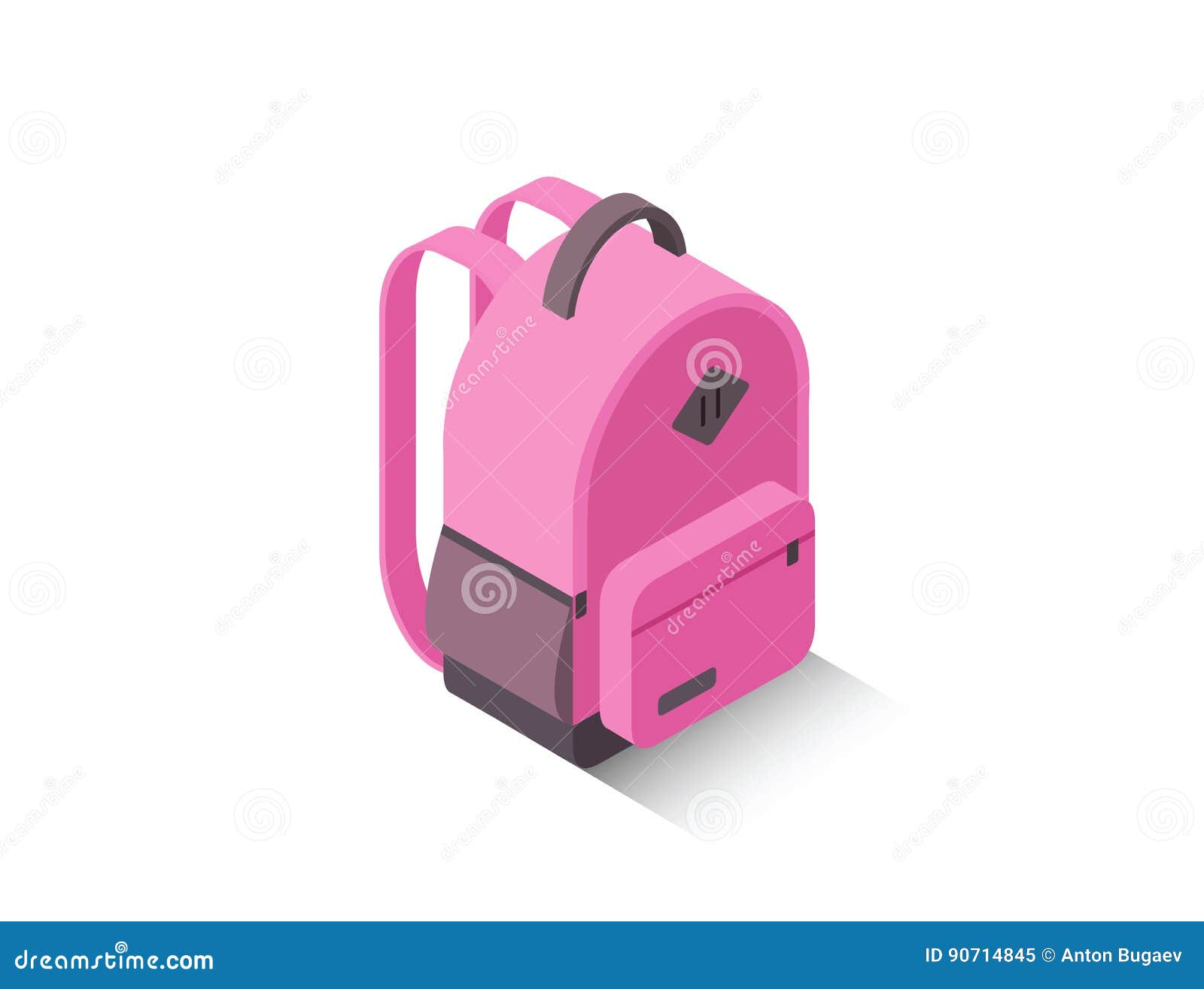 Vector Isometric Modern Pink School Backpack Stock Vector ...