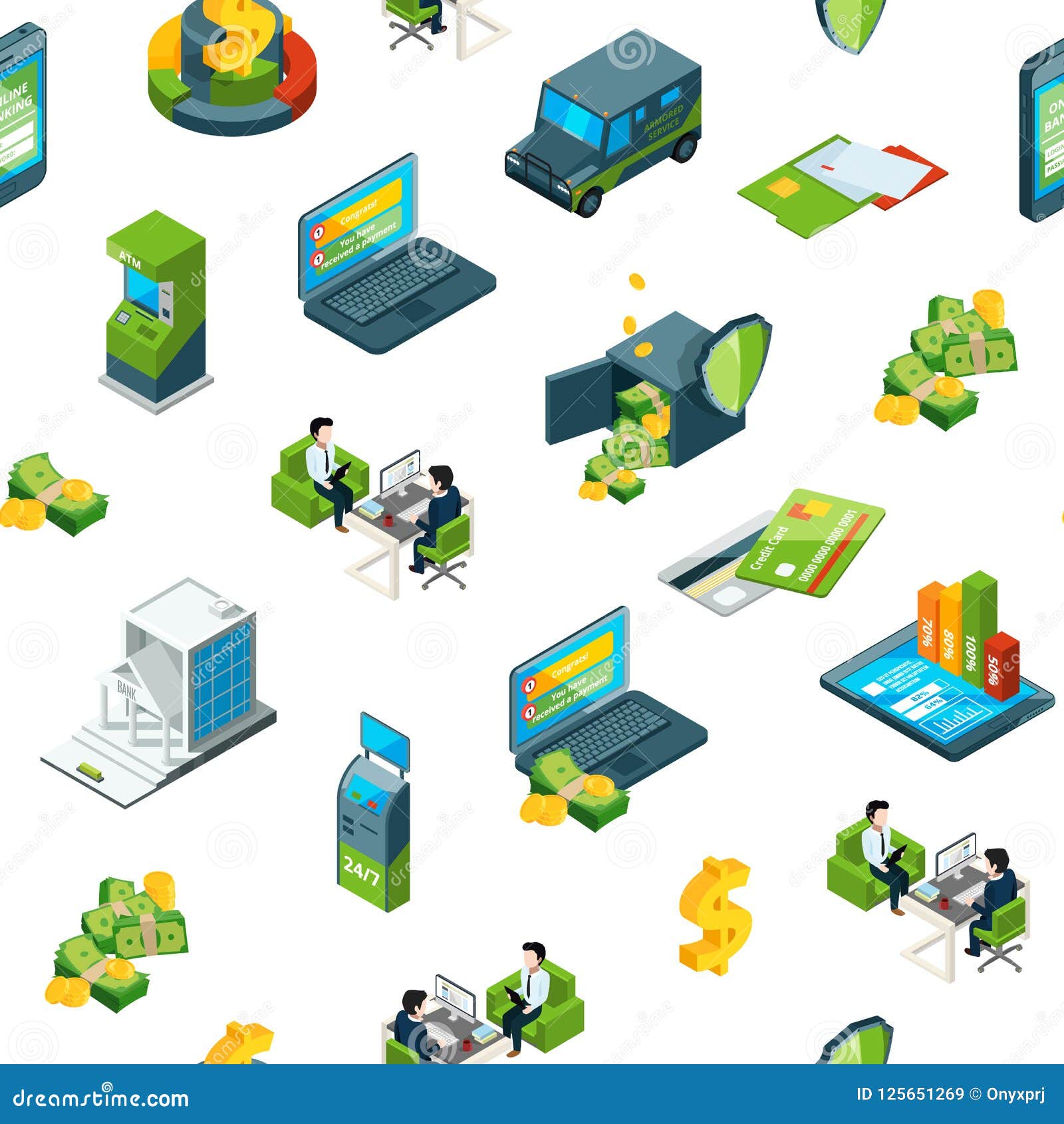 Isometric Money Heap. Vector Illustration Of Stack Of Green Banknotes ...