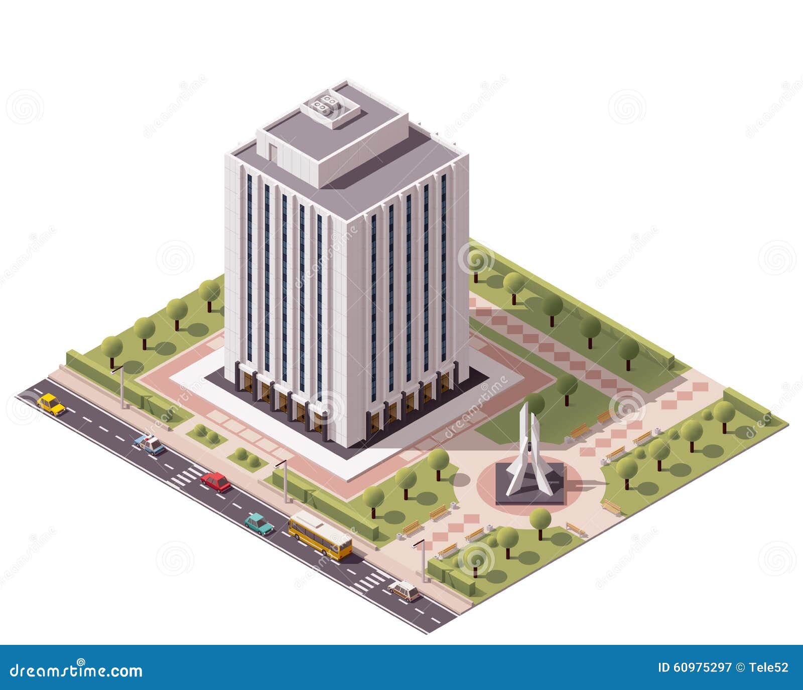 Vector Isometric Office Building Icon Stock Vector - Illustration of ...